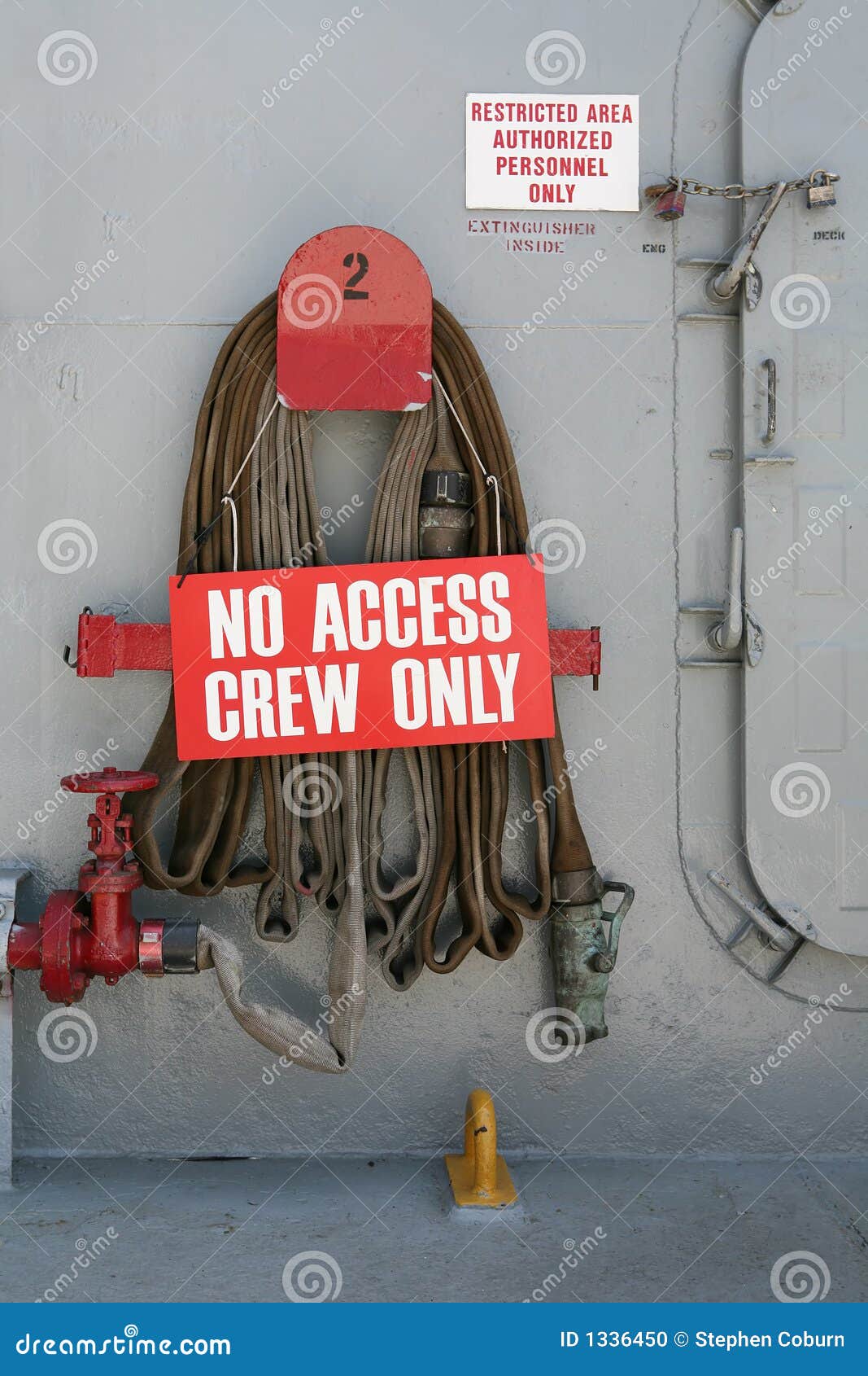 Crew only Sign stock photo. Image of nozzle, ship, personnel - 1336450