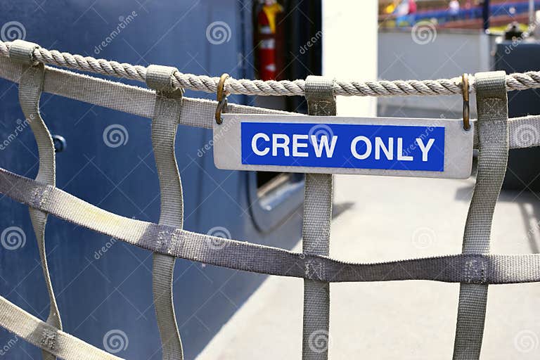 Crew only sign stock image. Image of stop, caution, restricted - 71708359