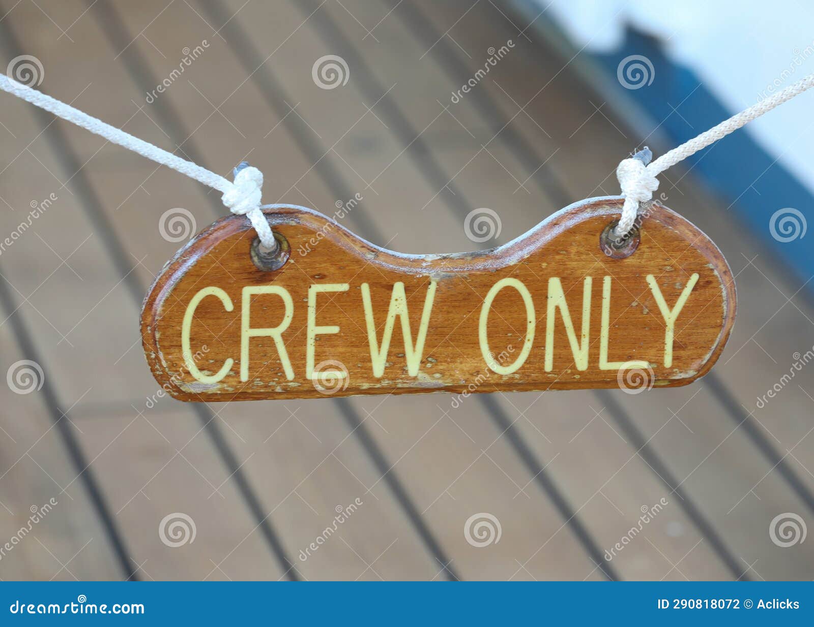 Crew only Sign on a Cruise Ship Stock Photo - Image of barring ...