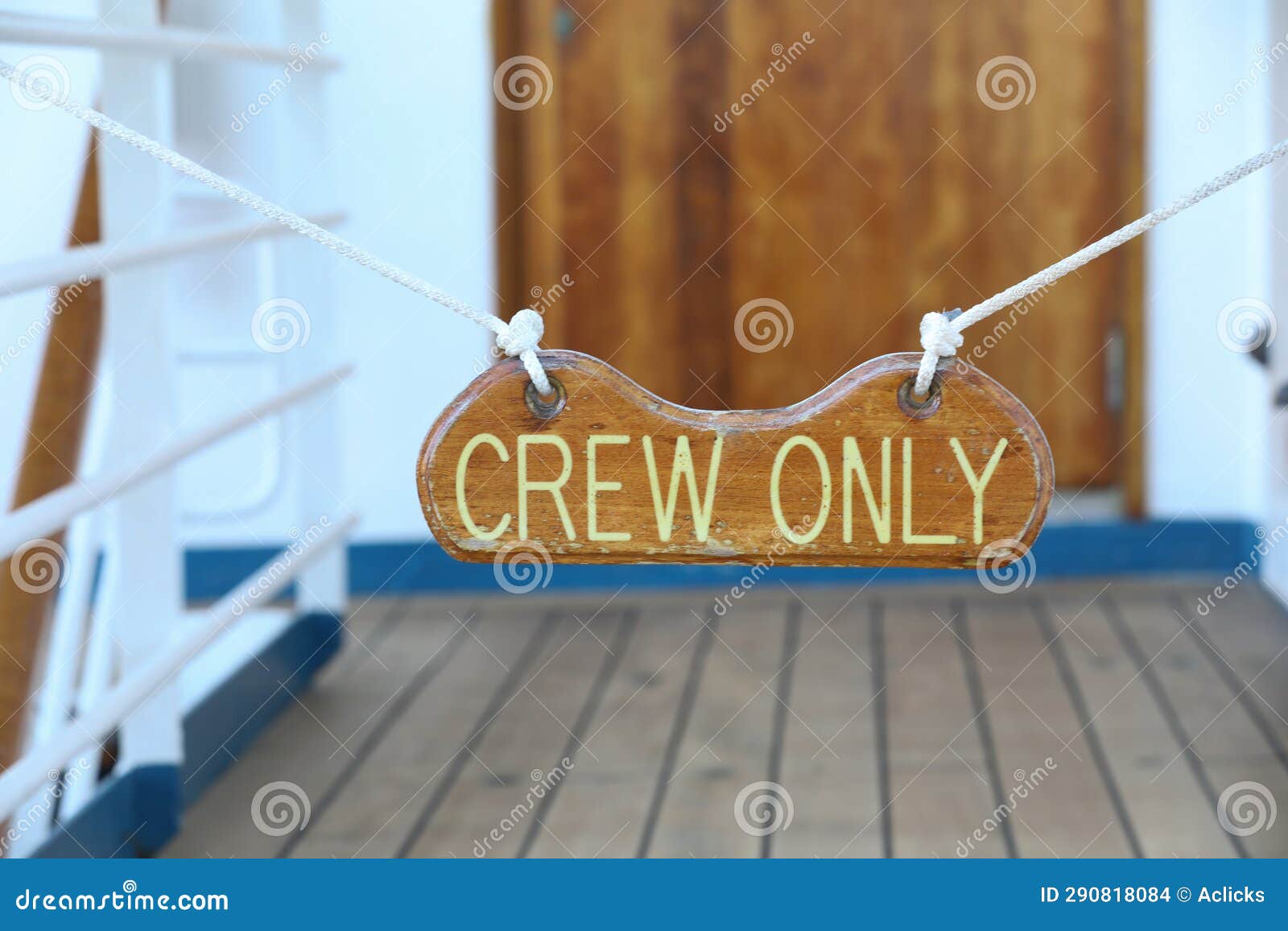 Crew only Sign on a Cruise Ship Stock Photo - Image of inhibition ...