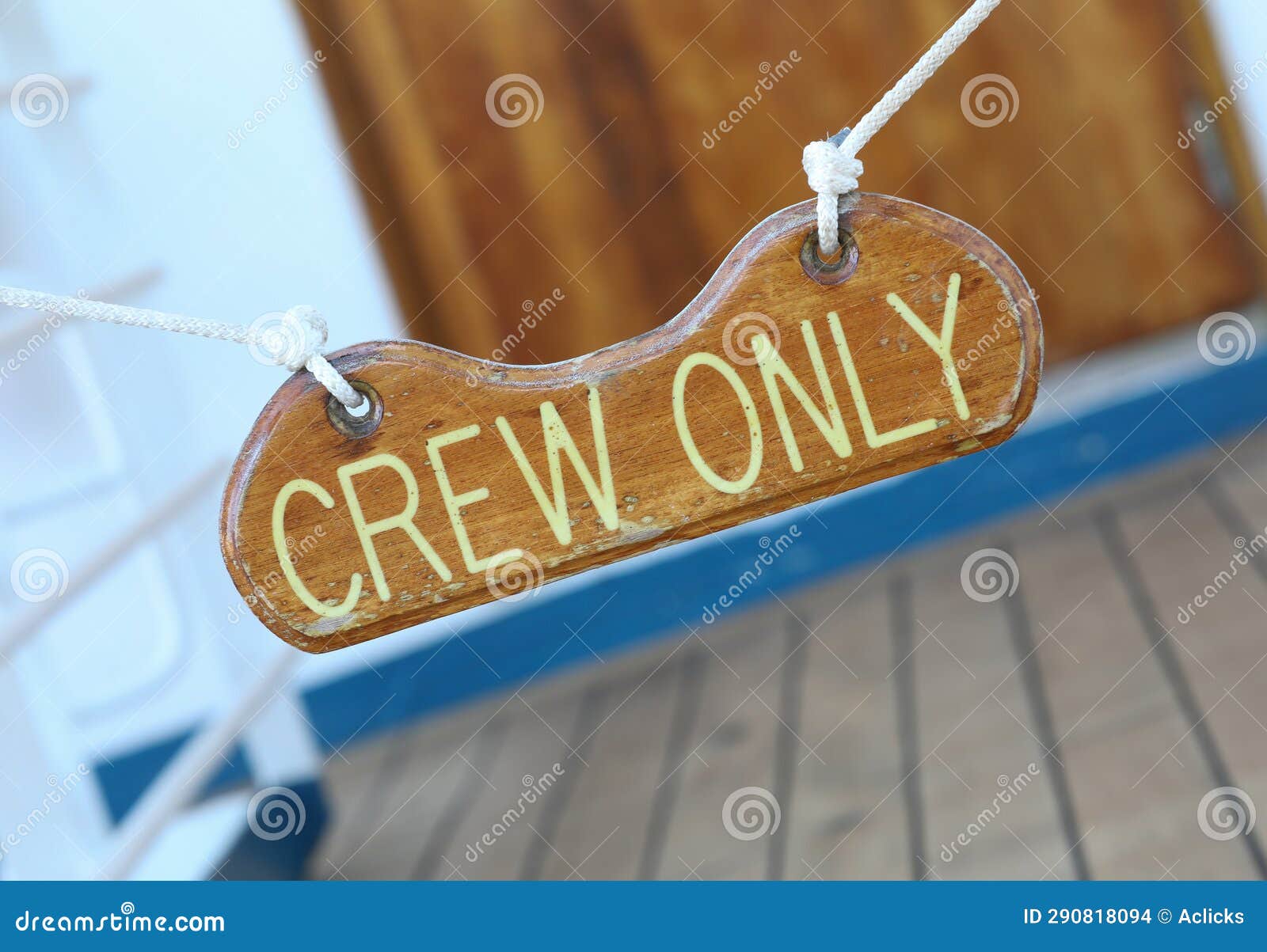 Crew only Sign on a Cruise Ship Stock Photo - Image of deck ...