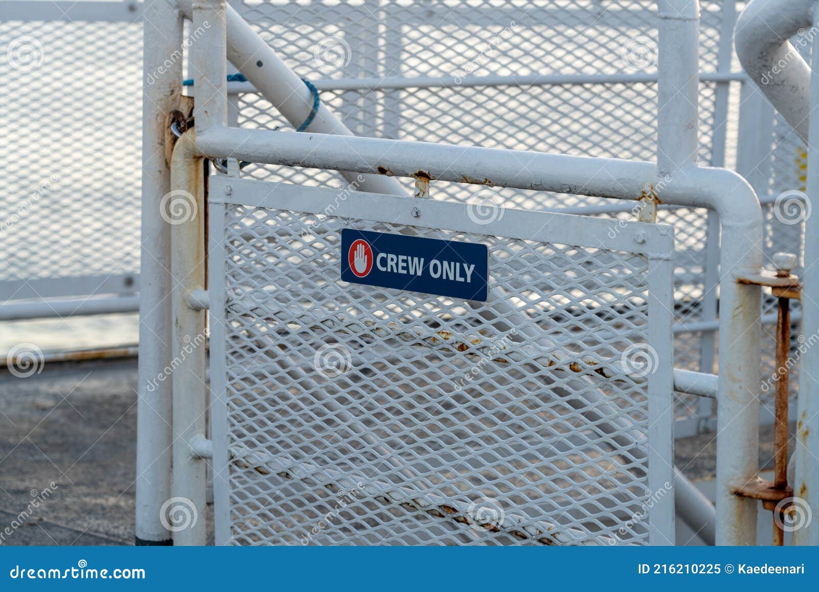 Crew only Sign on a Passenger Ferry. Stock Image - Image of restriction ...
