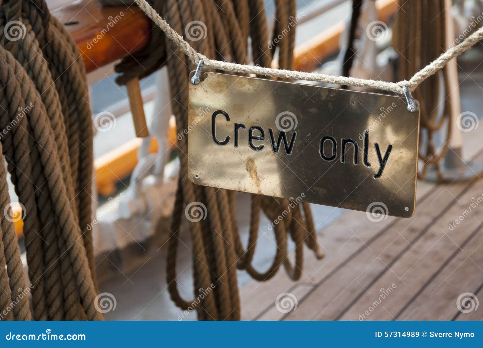 Crew only sign stock image. Image of selective, hanging - 57314989