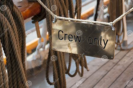 Crew only sign stock image. Image of selective, hanging - 57314989