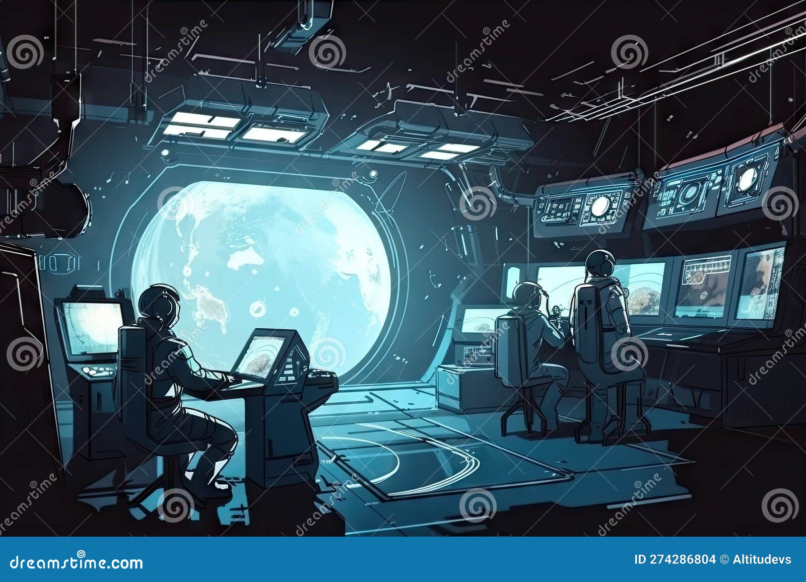 Crew of a Space Station, Working Together To Perform Scientific ...