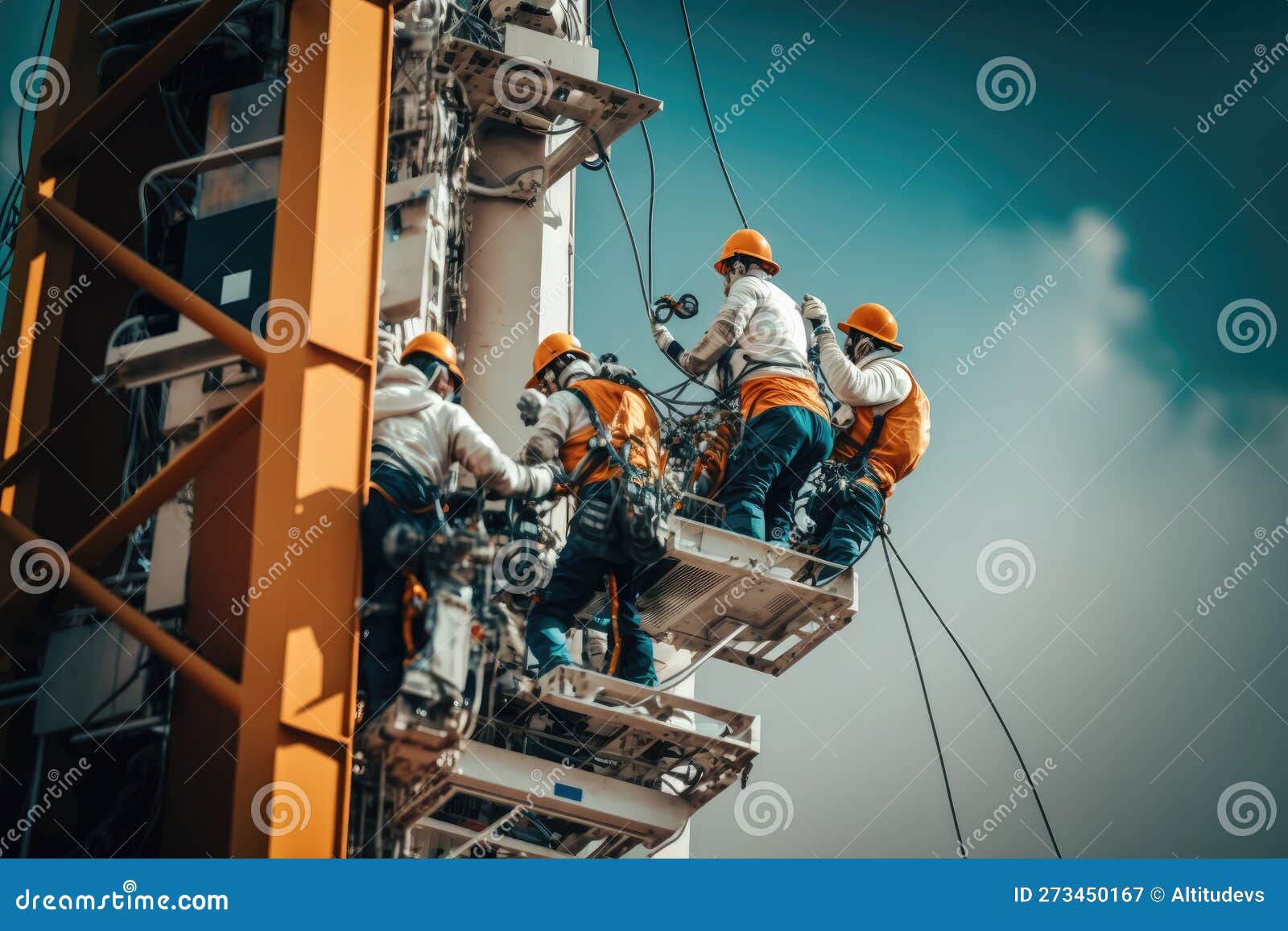 Technicians Building Robotic Arm In High-Tech Workshop With Electronics ...