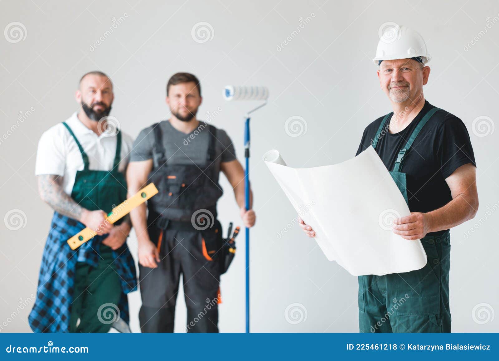 Three Professional Builder with Painting Roll and Renovation Plans ...