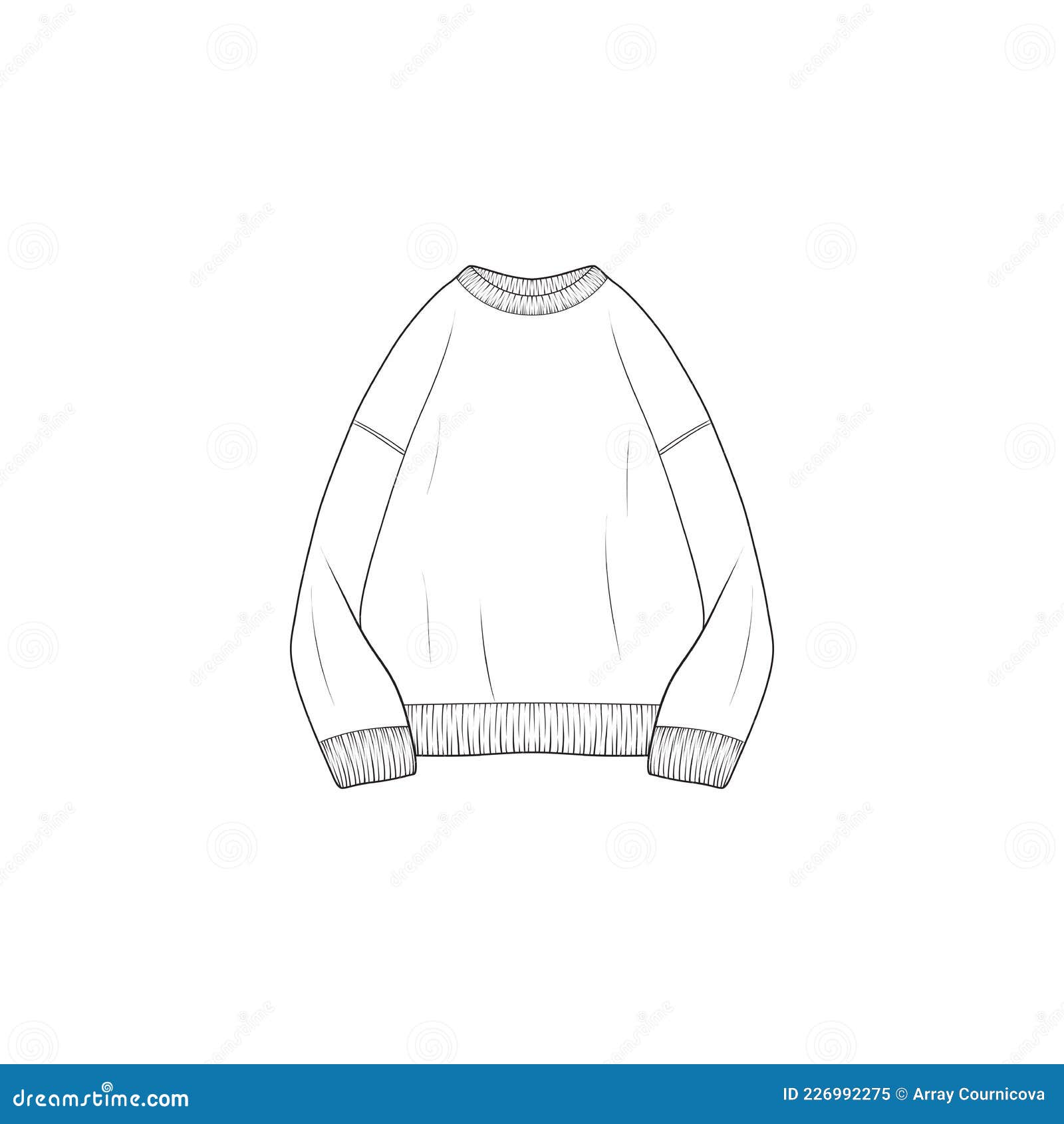 Crewneck Oversized Outline Drawing Vector, Crewneck Oversized in a ...