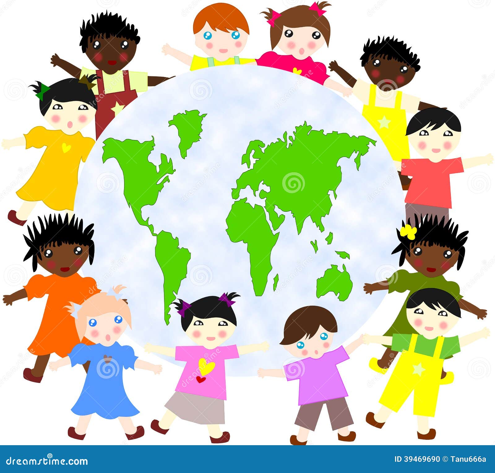 Crianças De Raças Diferentes Em Torno Do Mapa Ilustração Stock ...