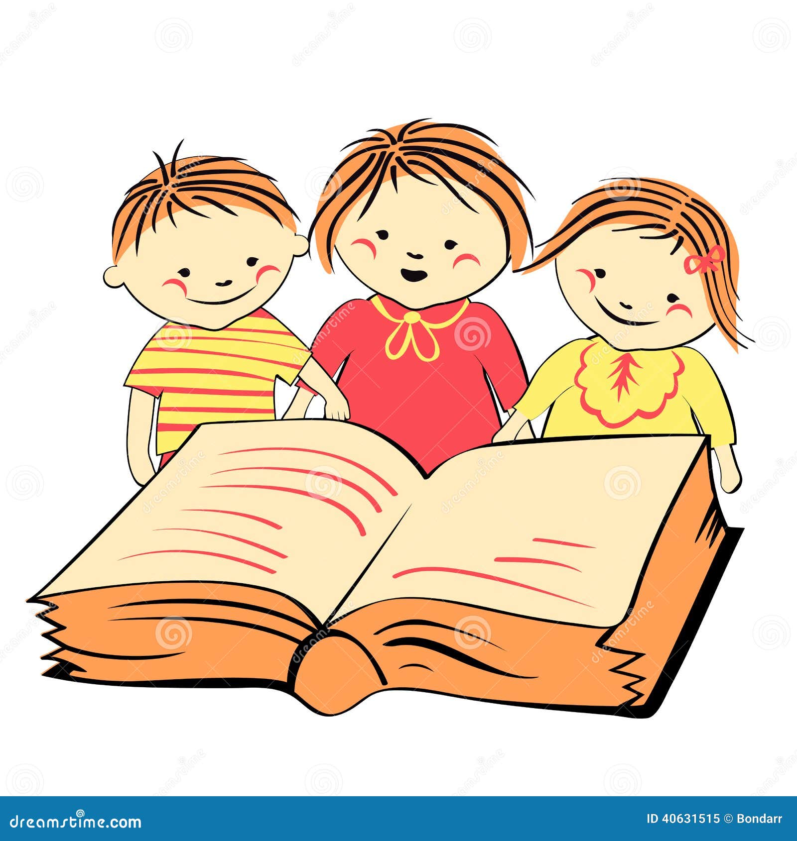 Crianças Do Vetor Que Leem Um Livro Ilustração do Vetor - Ilustração de ...