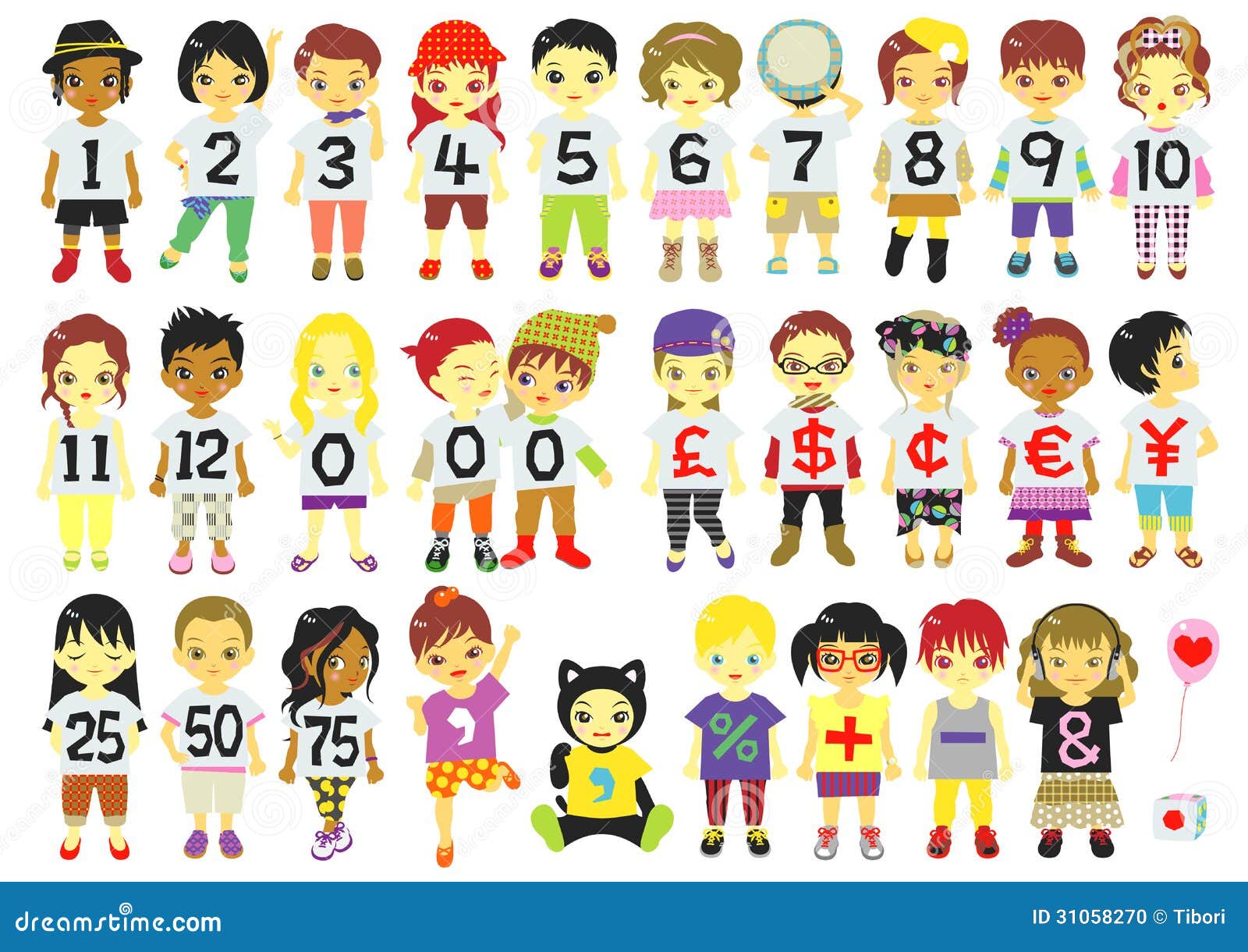 Crianças dos números ilustração do vetor. Ilustração de jogo - 31058270