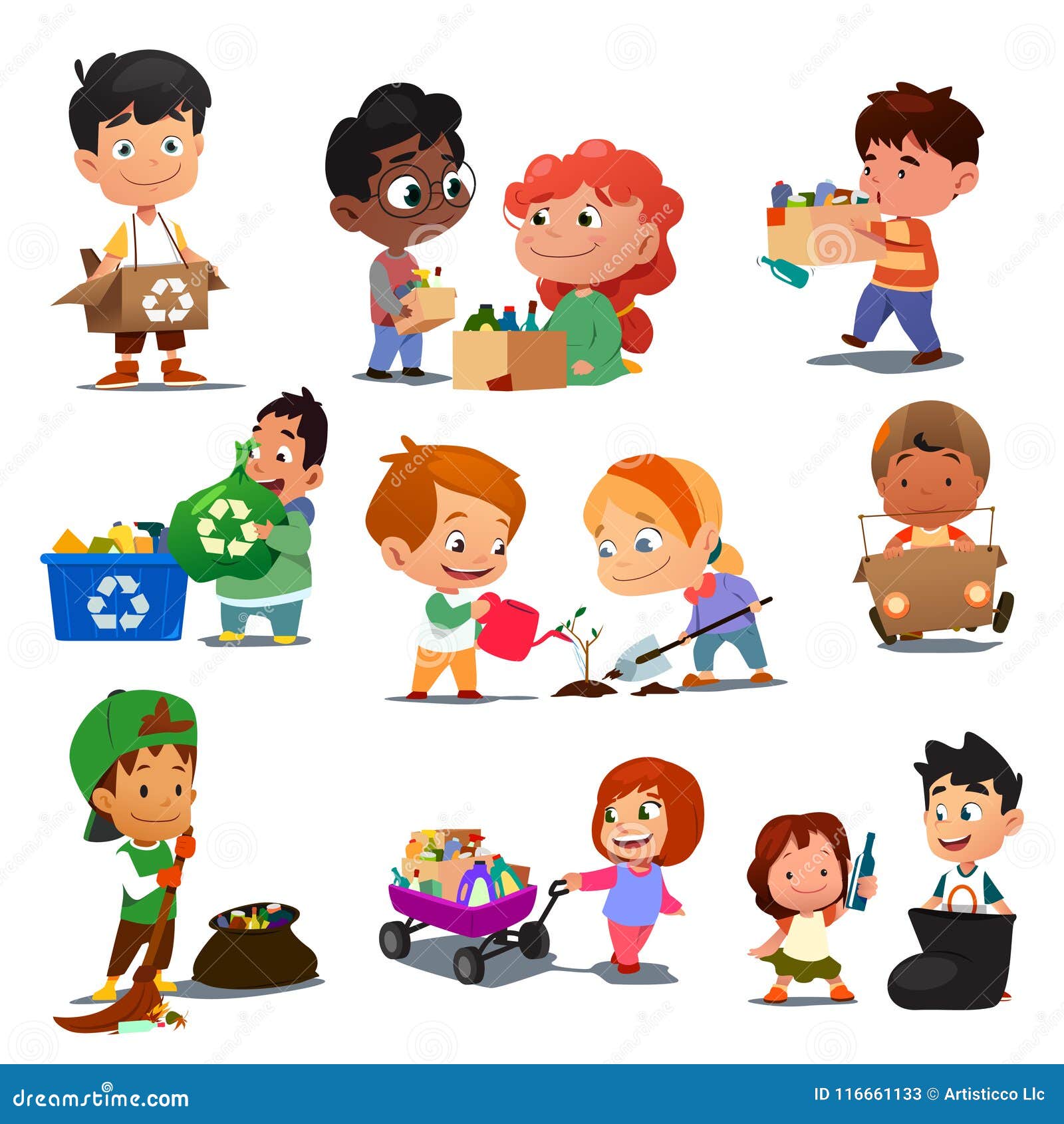Crianças Que Reciclam a Ilustração Ilustração do Vetor - Ilustração de ...