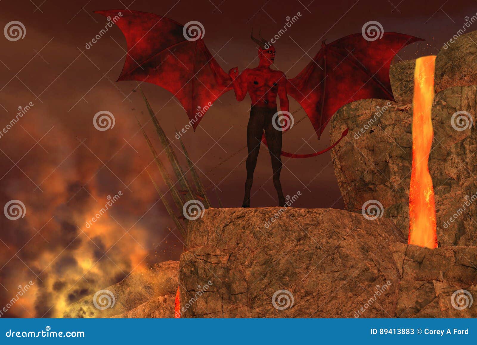 Criatura Del Diablo En Infierno Stock de ilustración - Ilustración de ...