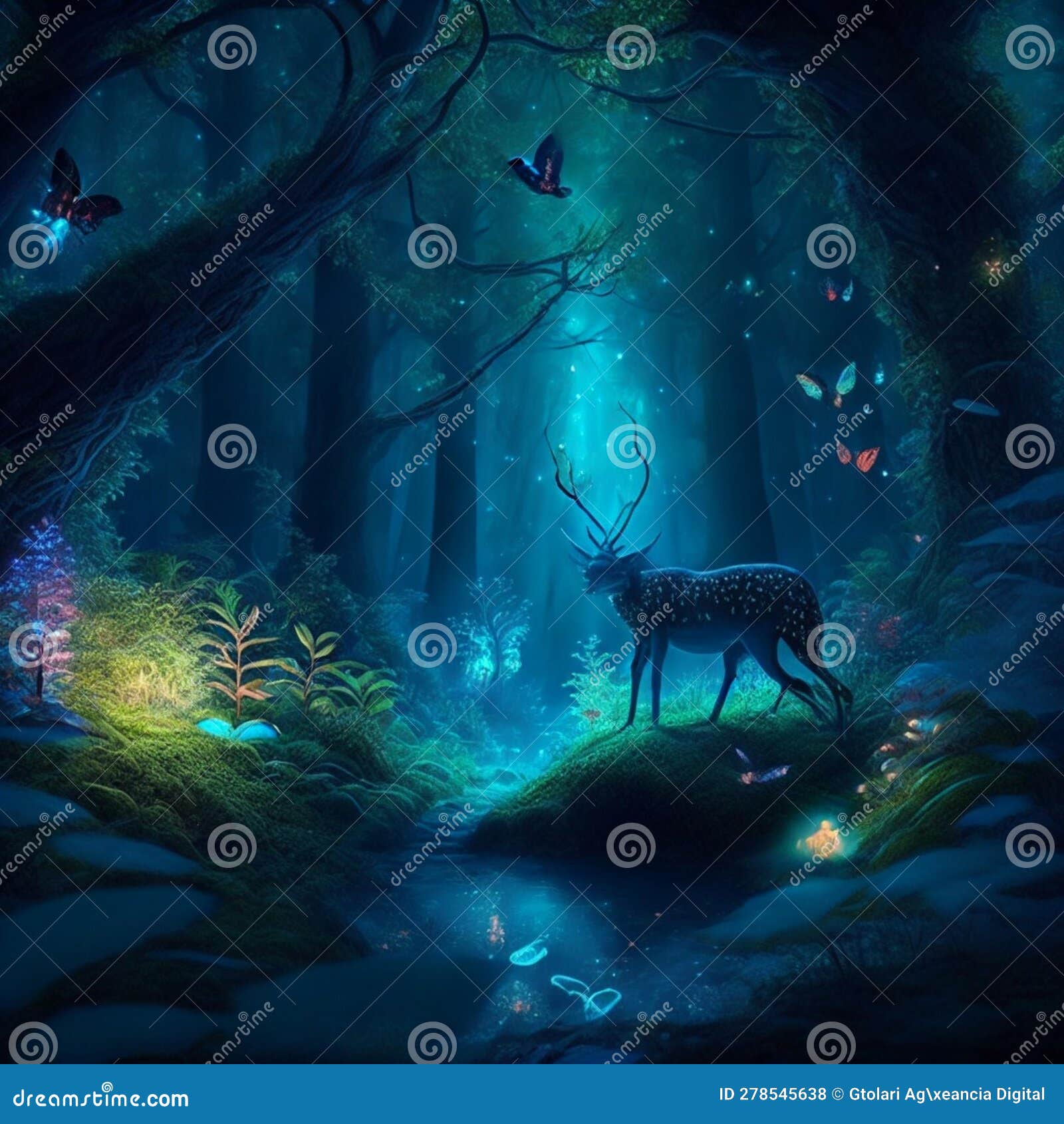 Enchanted Forest with Sparkles, Mythical Plants and Creatures, Magical ...