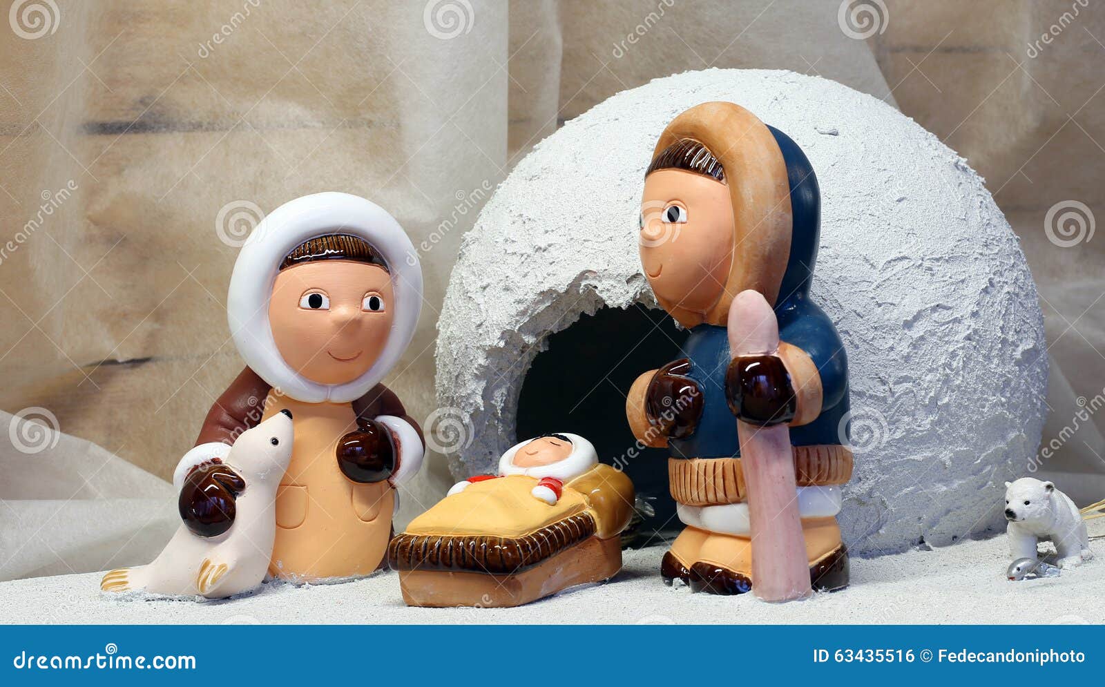 Crib with the Eskimos To the North Pole and a Ice Igloo Stock Photo ...