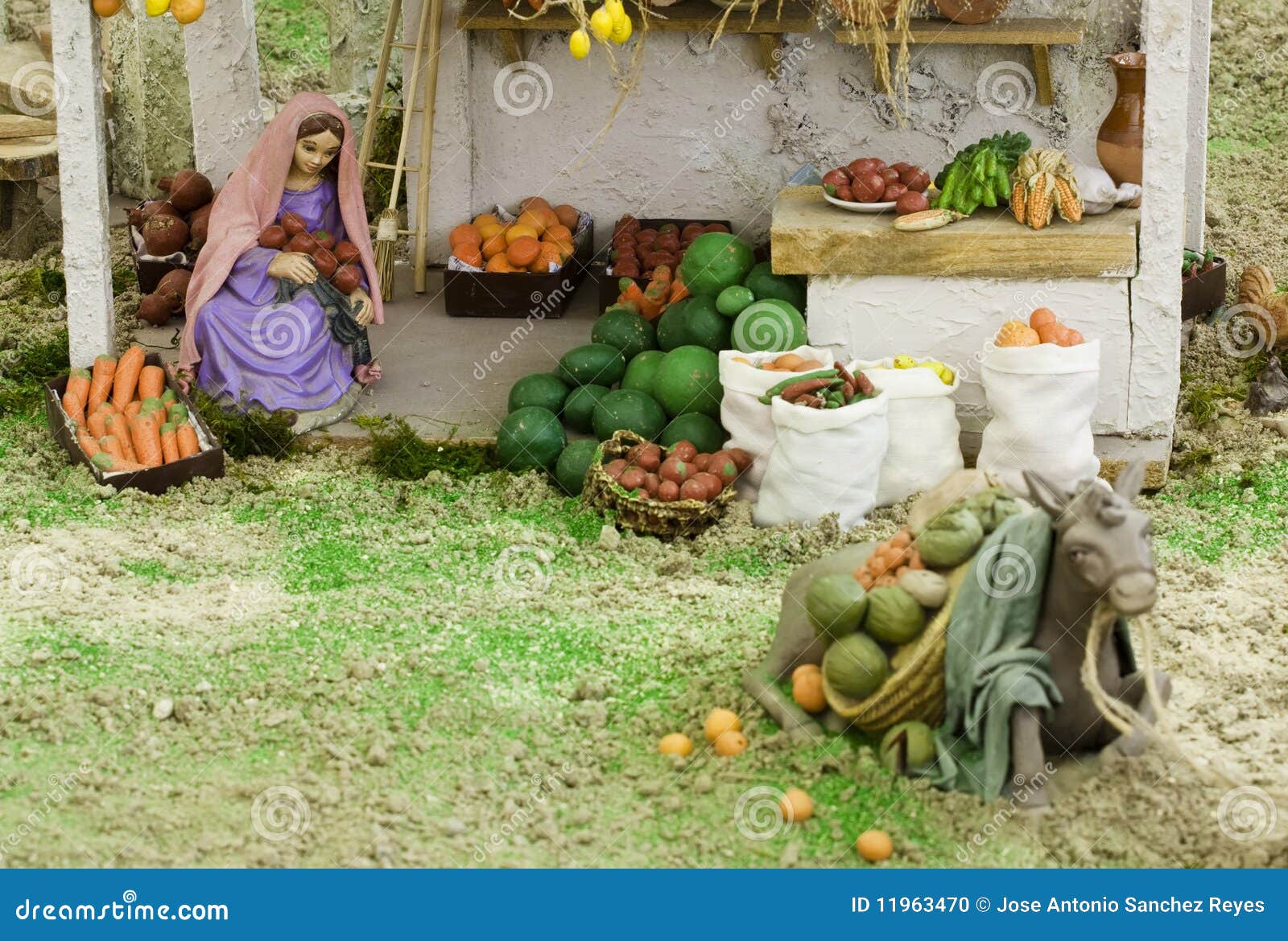 Crib scene stock photo. Image of people, donkey, spanish - 11963470