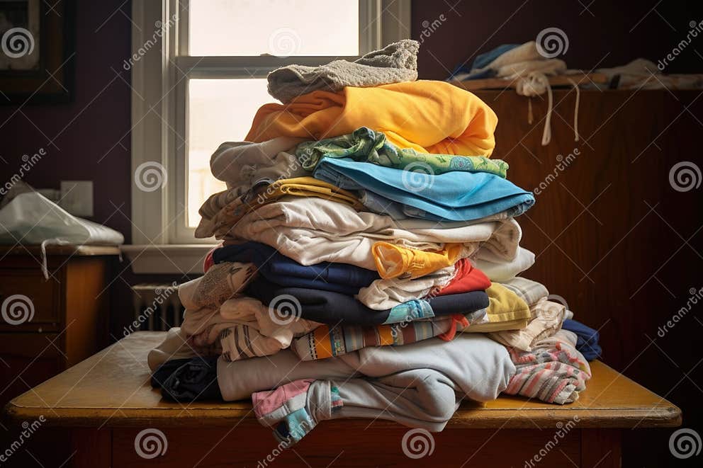 A Crib with a Stack of Cloth Diapers and Bibs Stock Photo - Image of ...