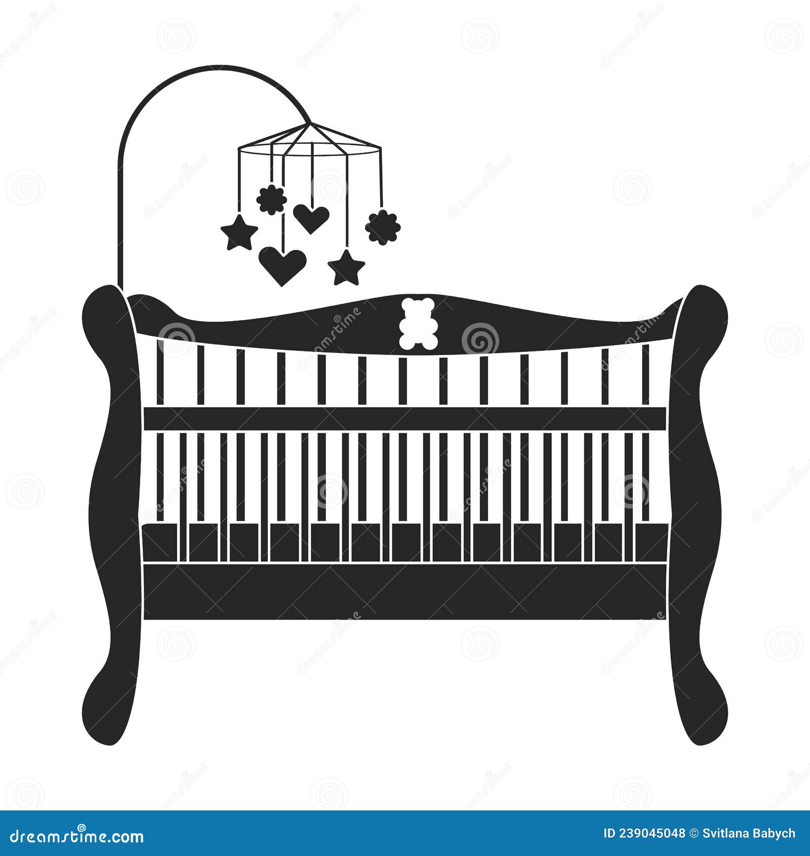 Crib Vector Icon.Black Vector Icon Isolated on White Background Crib ...
