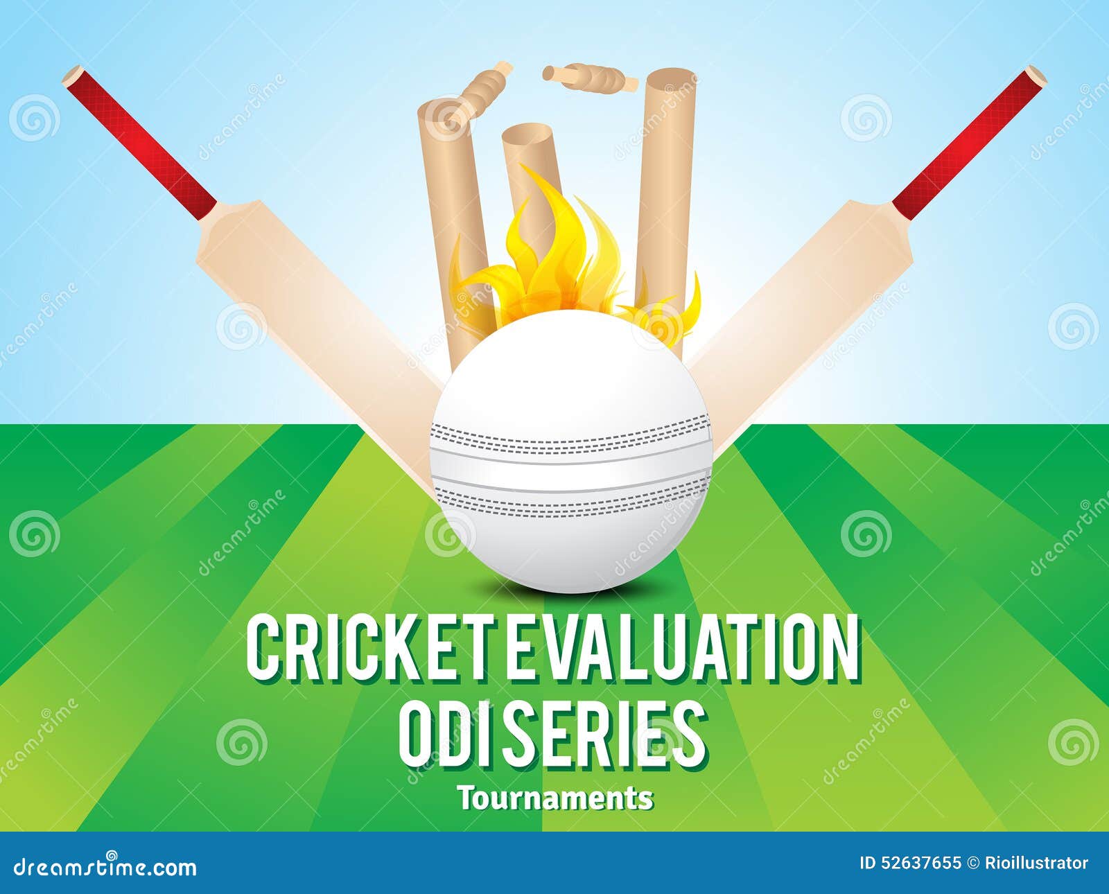 Cricket Background with Fire Ball Stock Vector - Illustration of flame ...