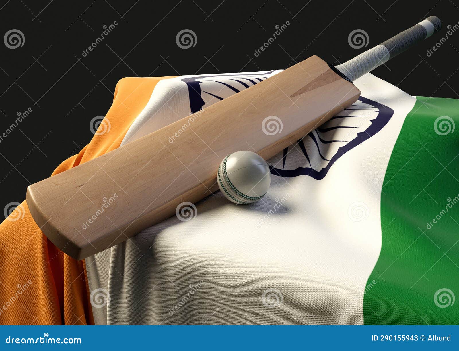 Cricket Ball Bat and India Flag Stock Illustration - Illustration of ...
