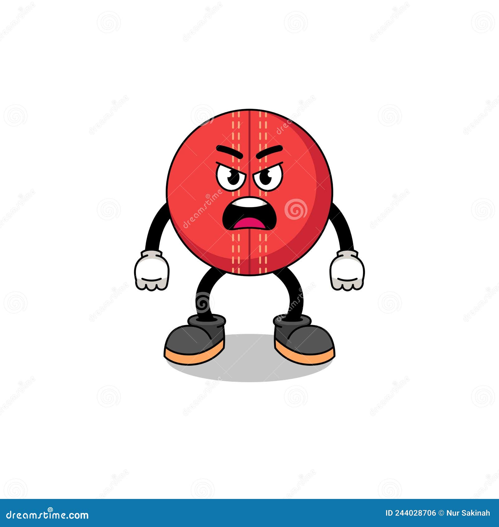 Cricket Ball Cartoon Illustration with Angry Expression Stock ...