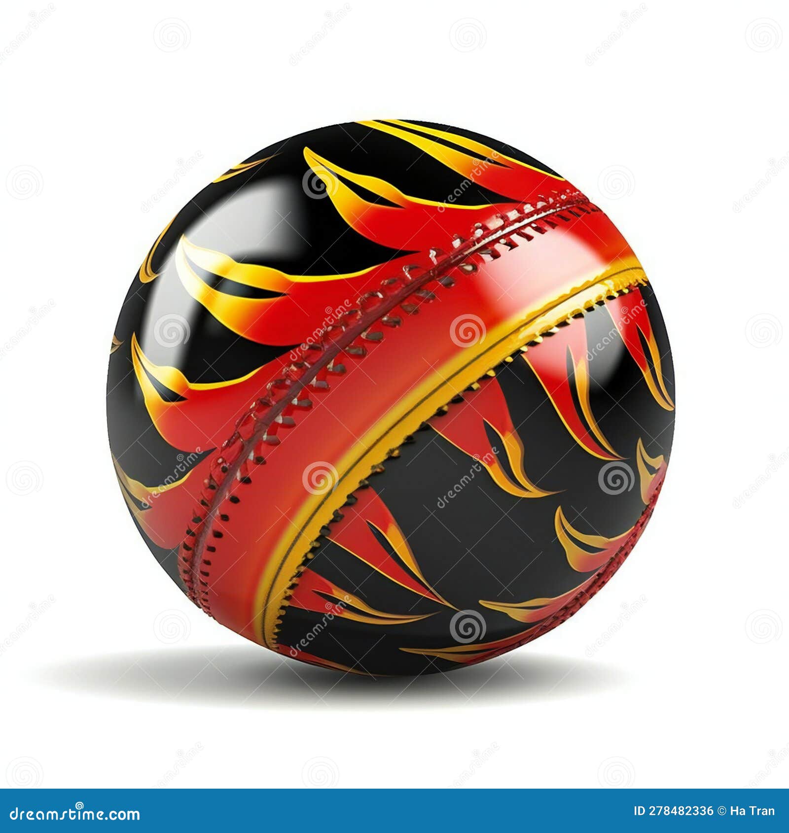 A Cricket Ball with a Flame Pattern on it Stock Illustration ...