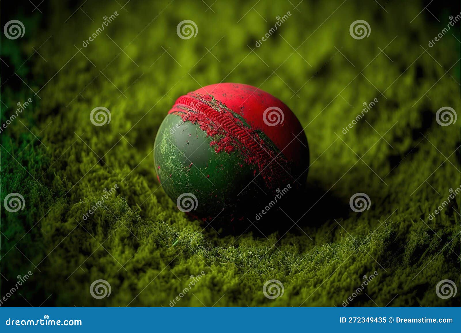 Cricket Ball on Green Turf. Generative AI Stock Illustration ...