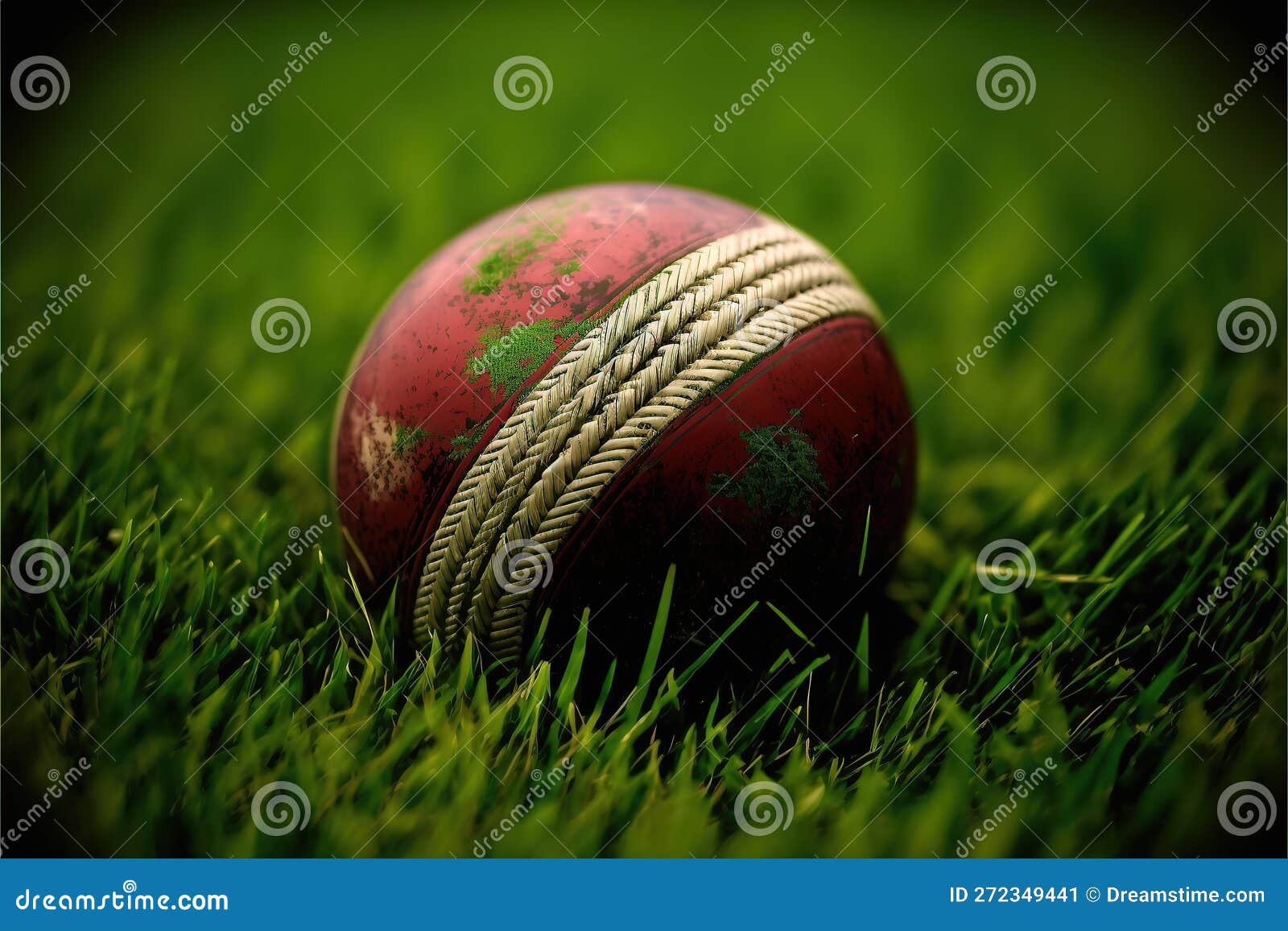 Cricket Ball on Green Turf. Generative AI Stock Illustration ...