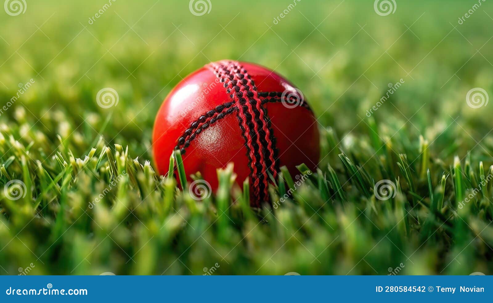 Cricket Ball on Green Turf. Generative Ai Stock Illustration ...