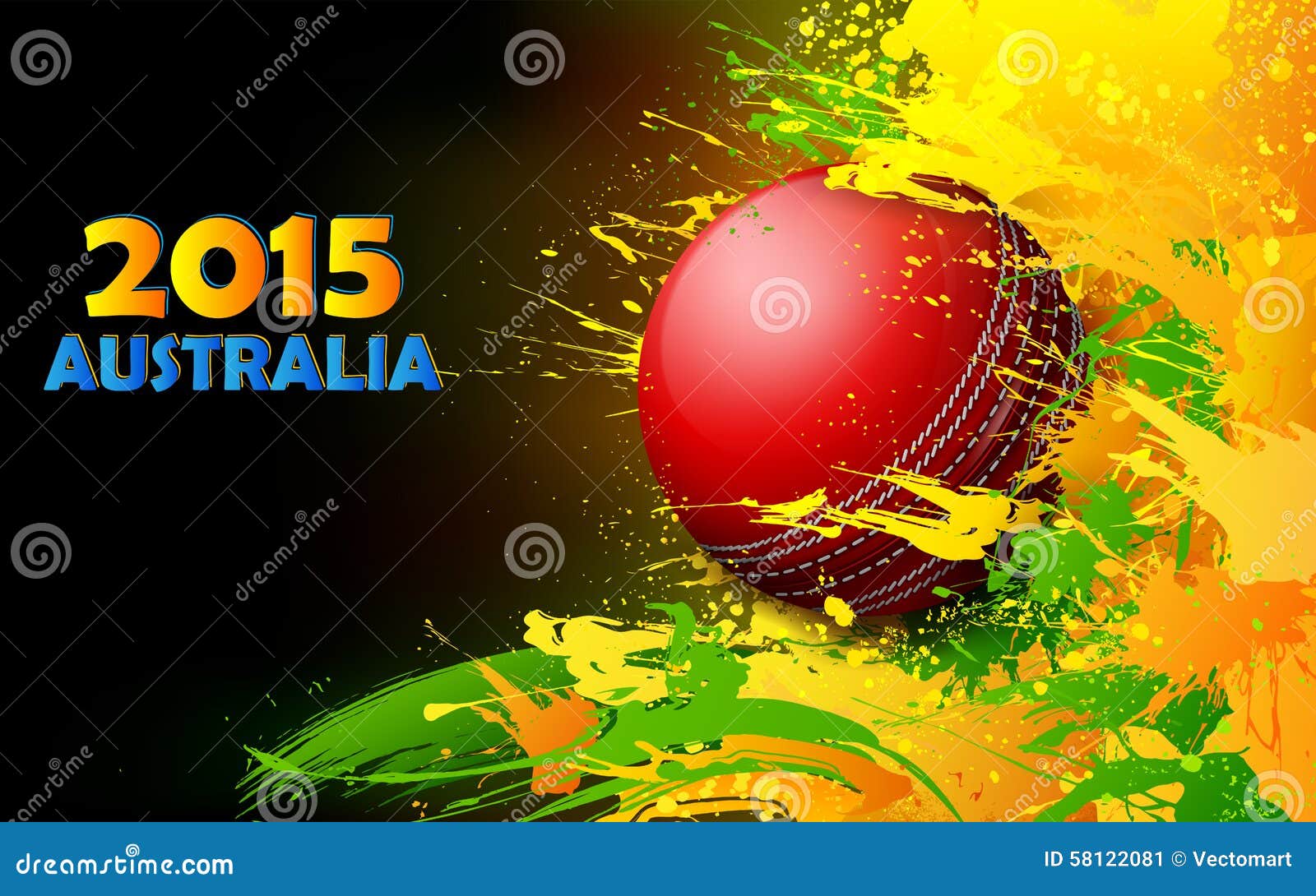 Cricket Ball in Grungy Abstract Background Stock Vector - Illustration ...