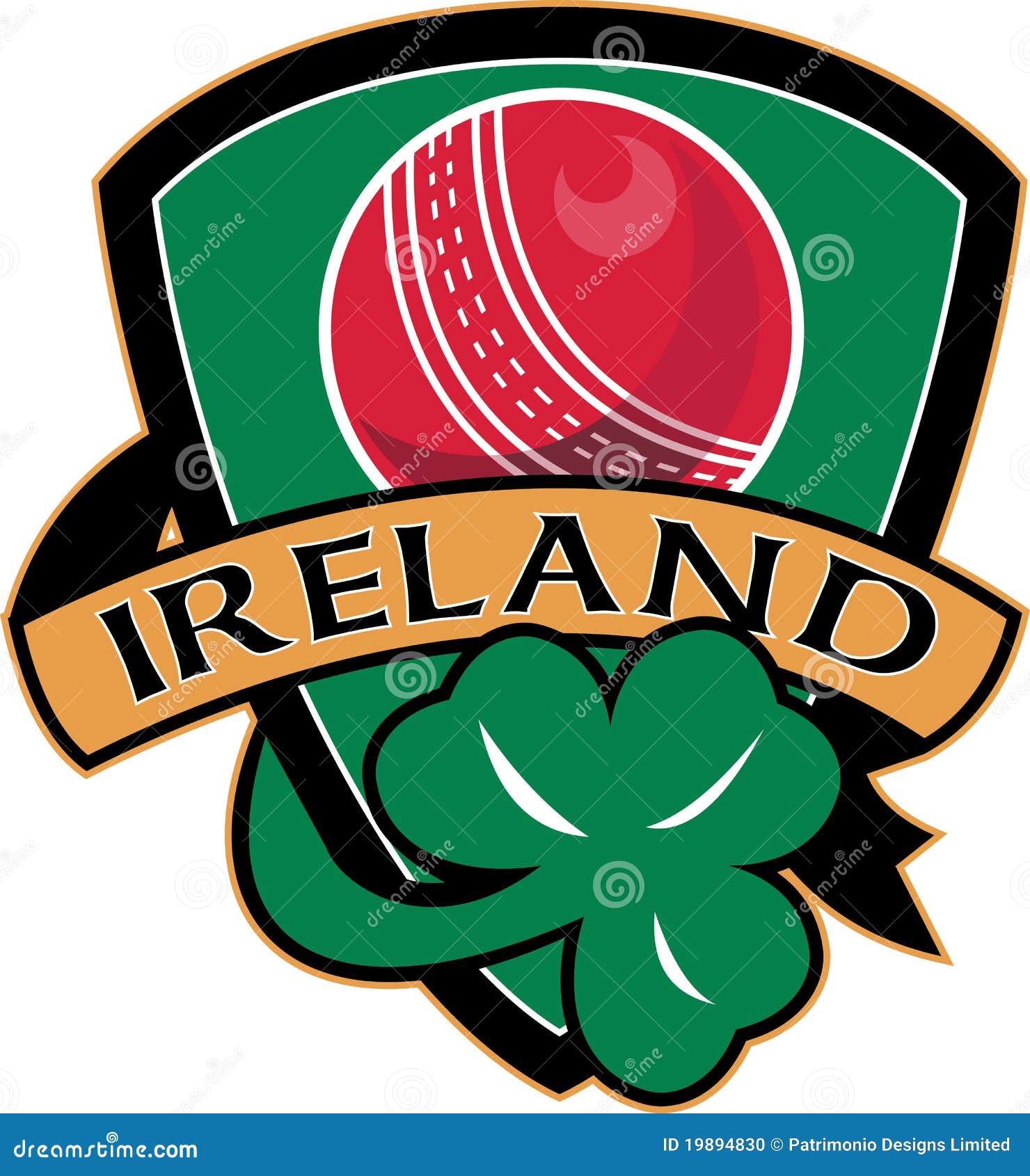 Cricket Ball Shamrock Shield Ireland Stock Illustration - Illustration ...