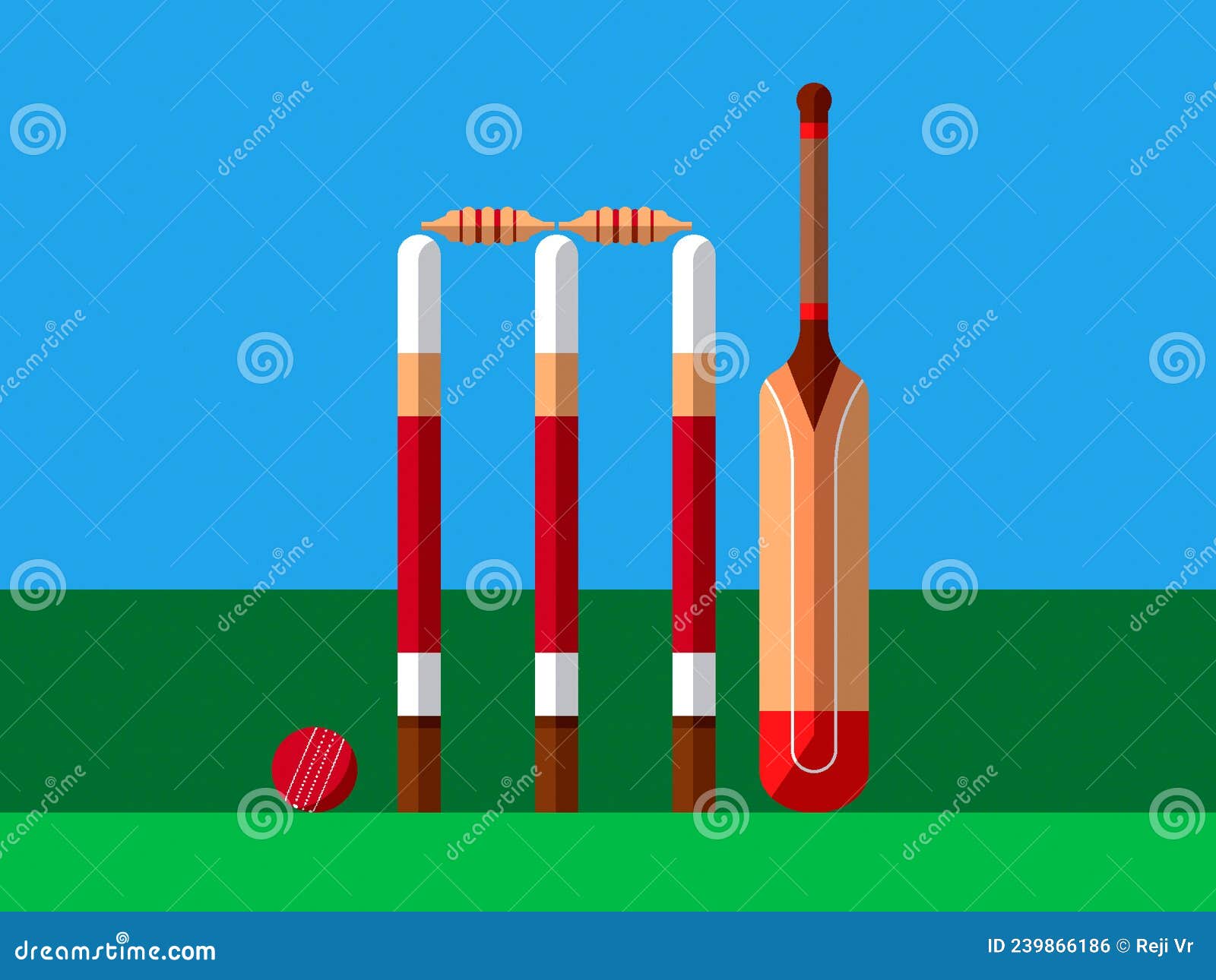 Cricket Ball, Stump and Bat Stock Illustration - Illustration of brand ...