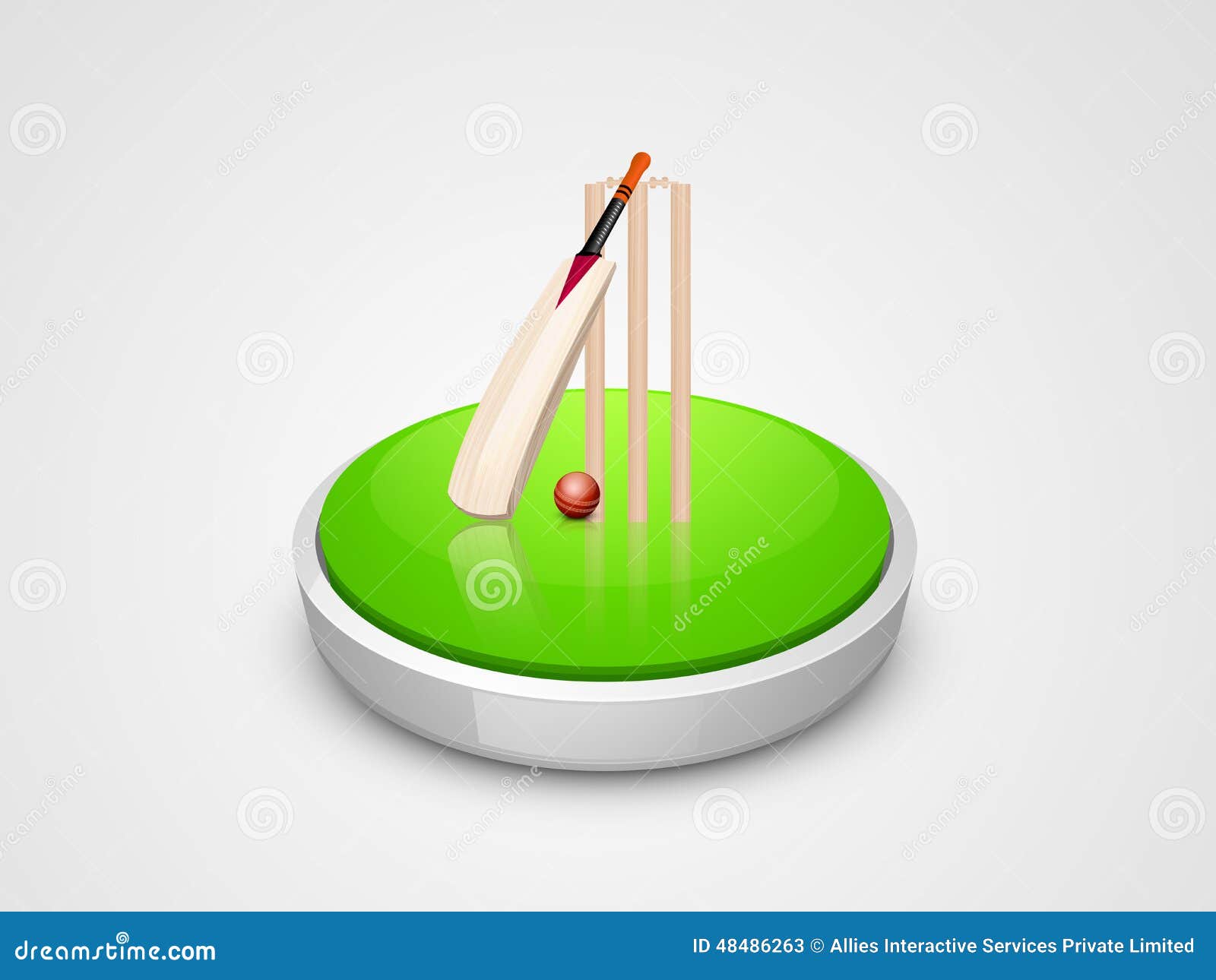 Cricket Bat, Ball and Wicket Stumps. Stock Illustration - Illustration ...