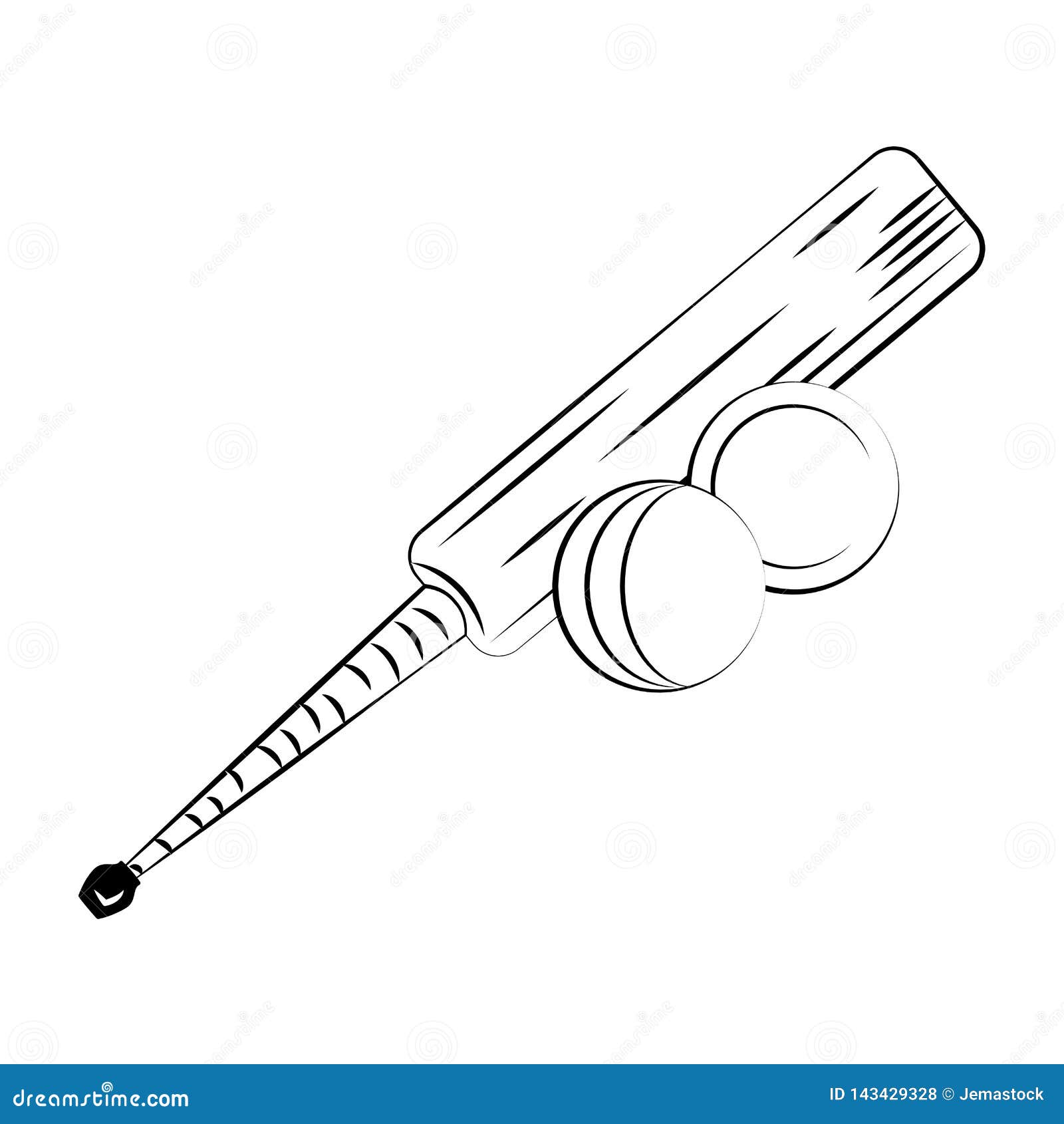 Cricket Bat and Balls in Black and White Stock Vector - Illustration of ...