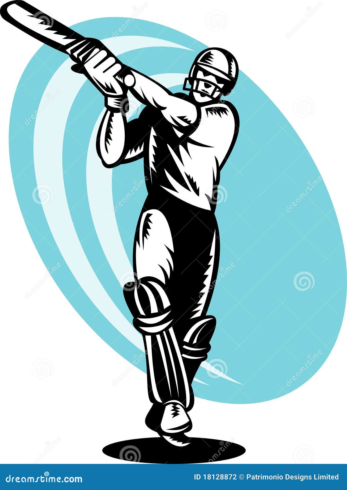Cricket Batsman Holding Up Bat Front View Continuous Line Drawing ...