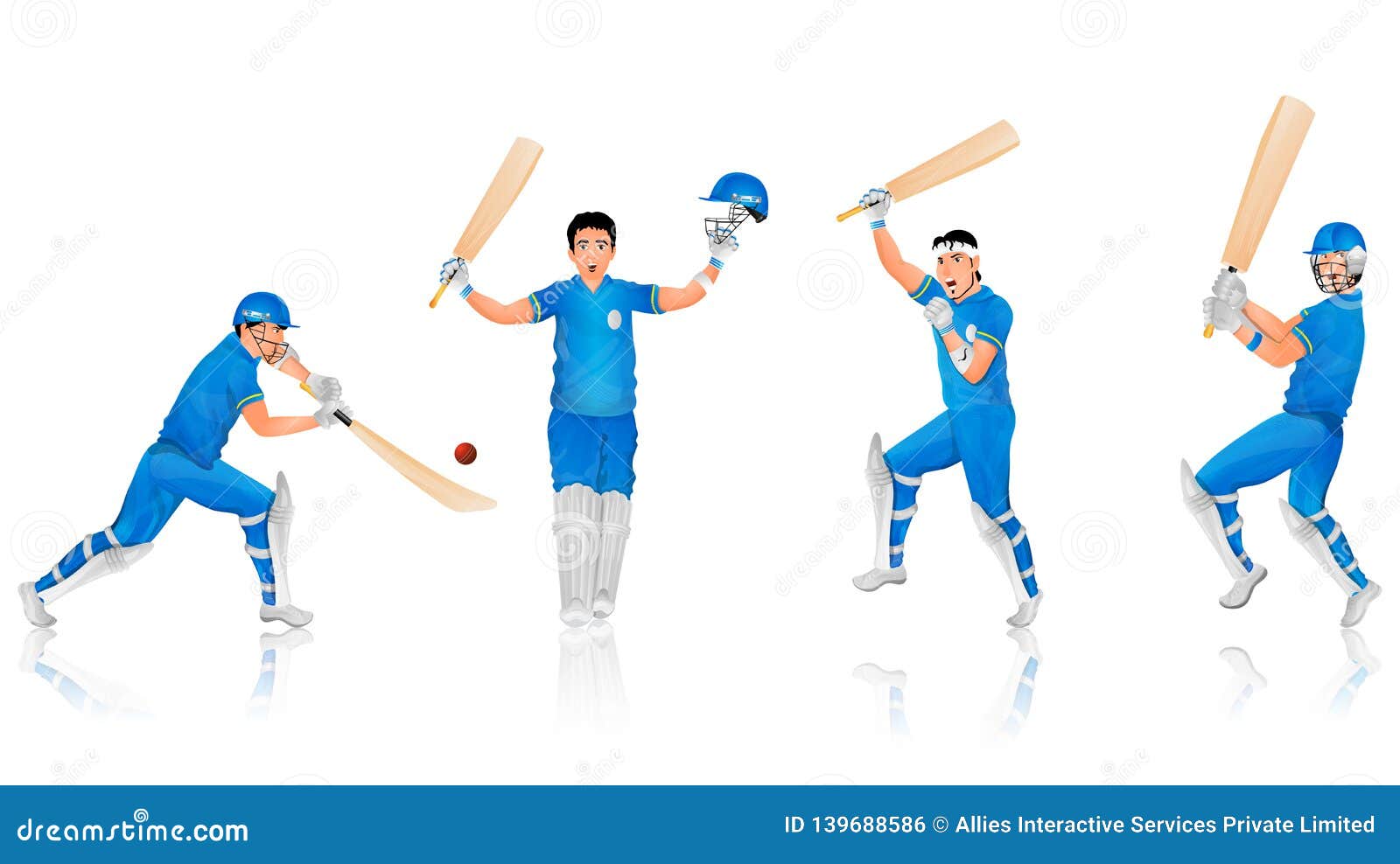 Cricket Batsman Character in Different Pose;s Stock Illustration ...