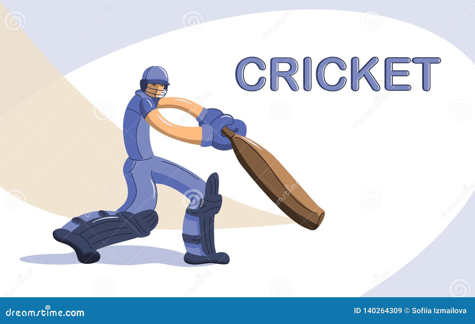Cricket batsman flat stock vector. Illustration of banner - 140264309