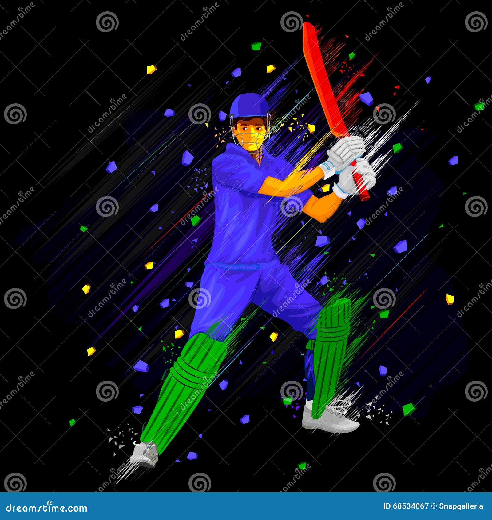 Cricket Batsman playing stock vector. Illustration of action - 68534067