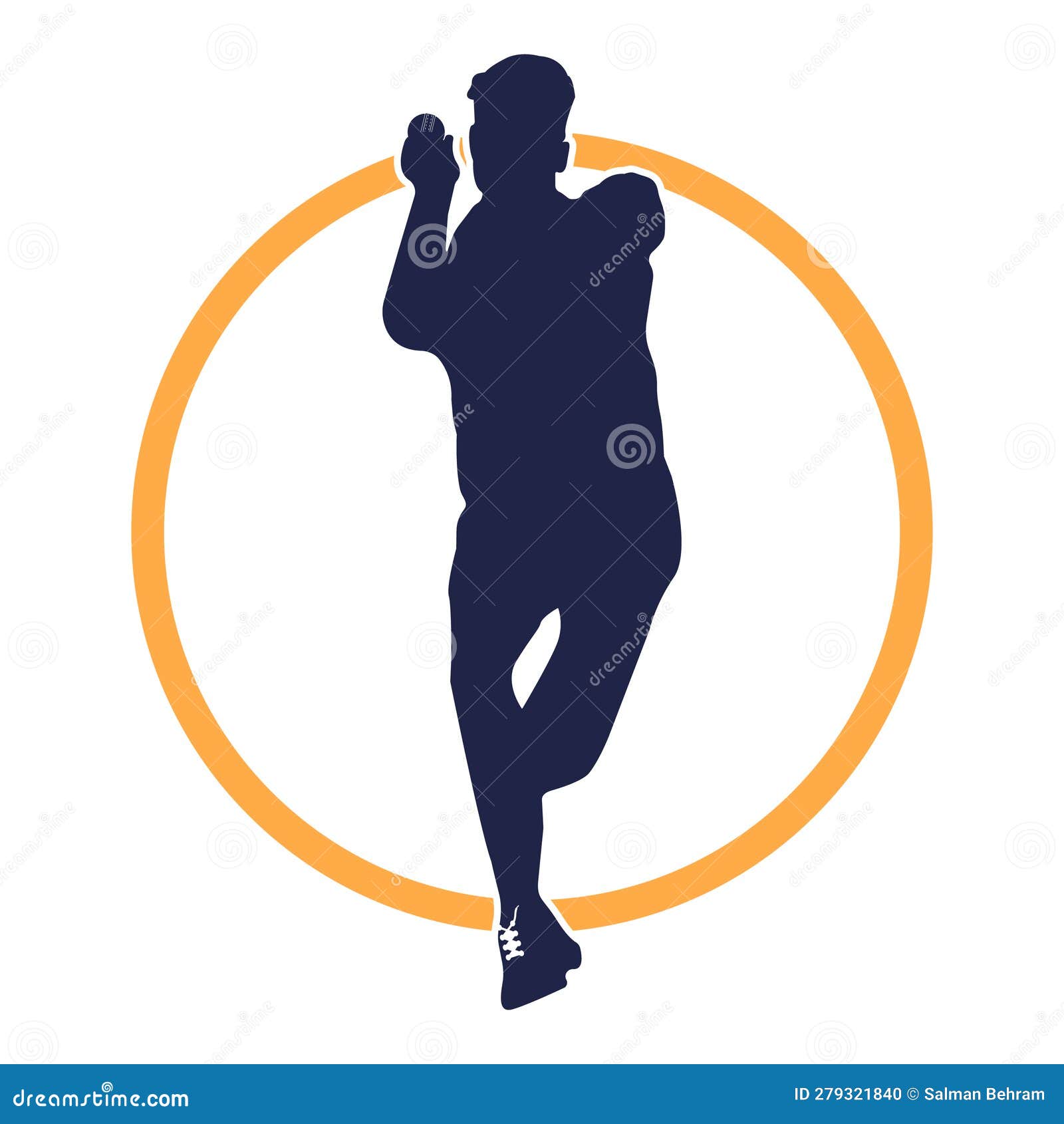 Cricket Bowling Fast Bowler Inside a Ring Vector Illustration Stock ...