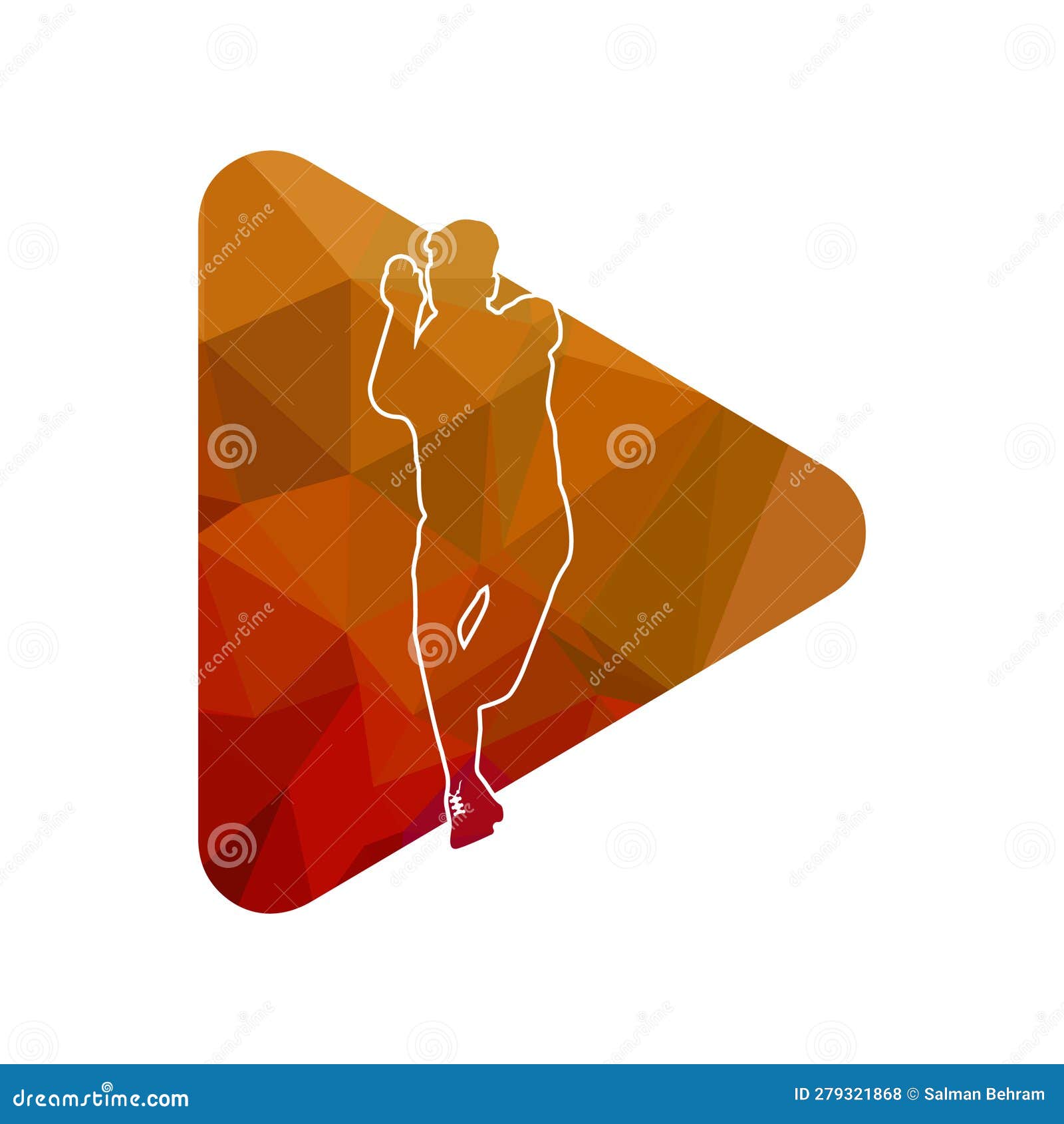 Cricket Bowling Fast Bowler with Play Button Vector Illustration. Stock ...