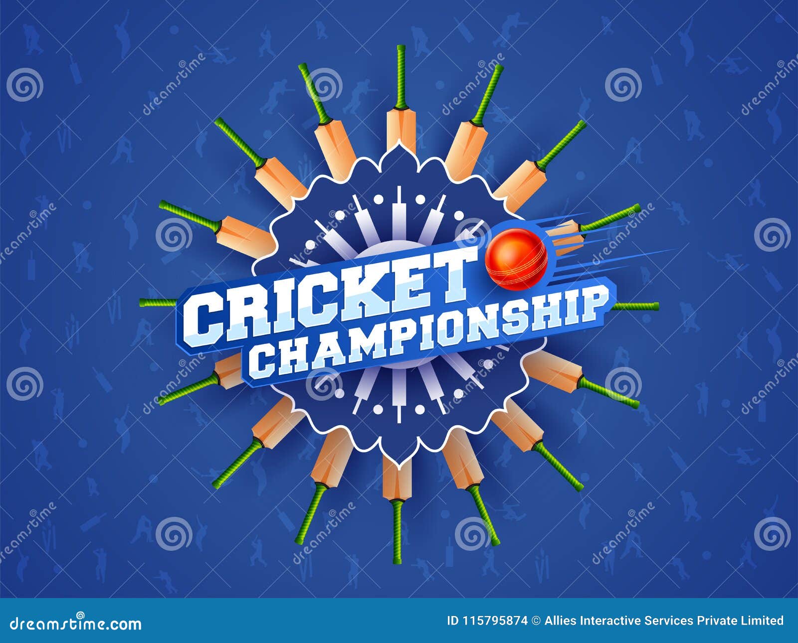 Cricket Championship Text on Blue Abstract Background with Multi Stock ...