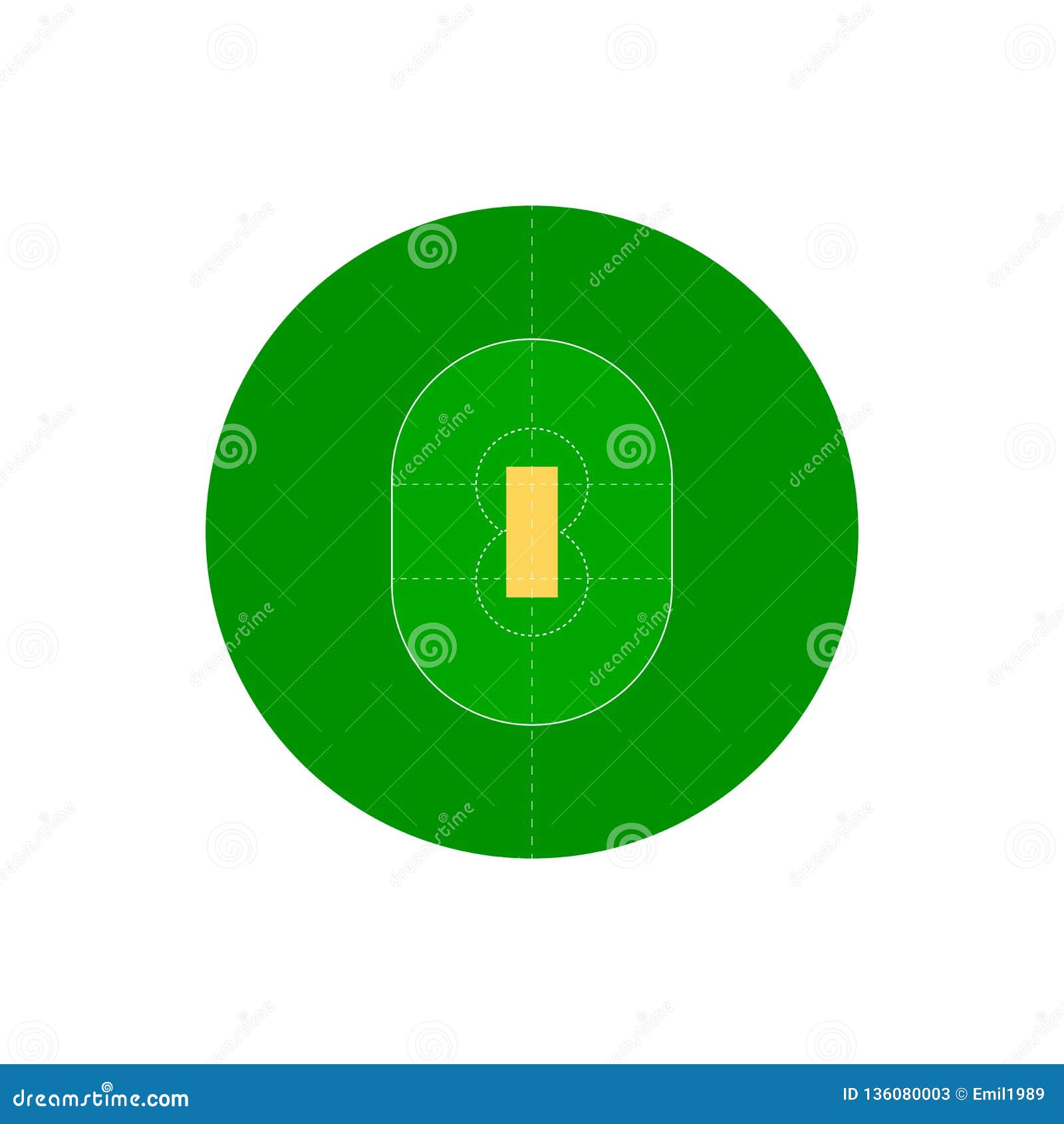 Cricket Field Markings Lines With Grass Playground Top View. Sports ...