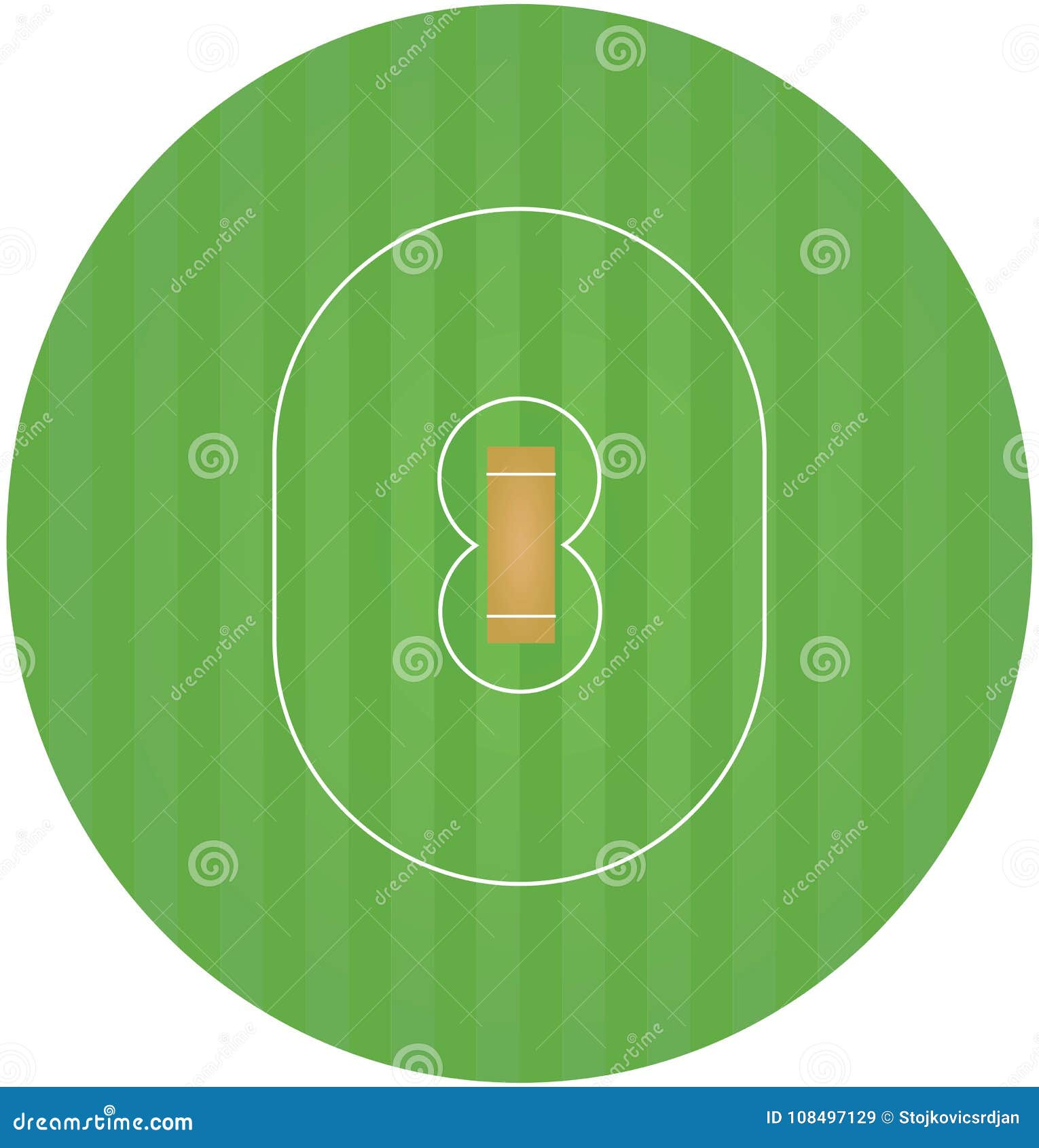 Cricket field. top view stock vector. Illustration of game - 108497129
