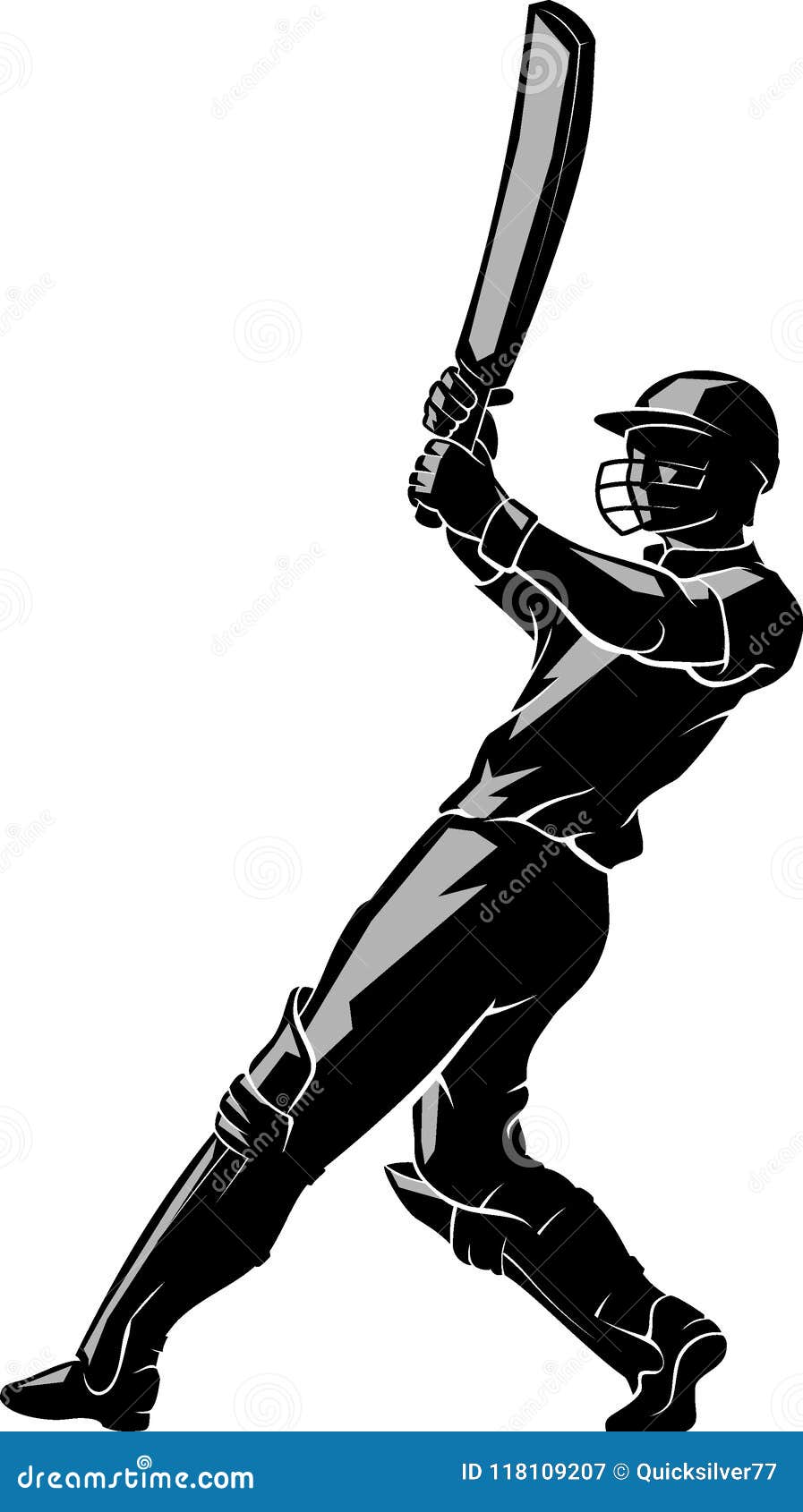 Cricket High Swing Bat Shadow Stock Vector - Illustration of pads ...