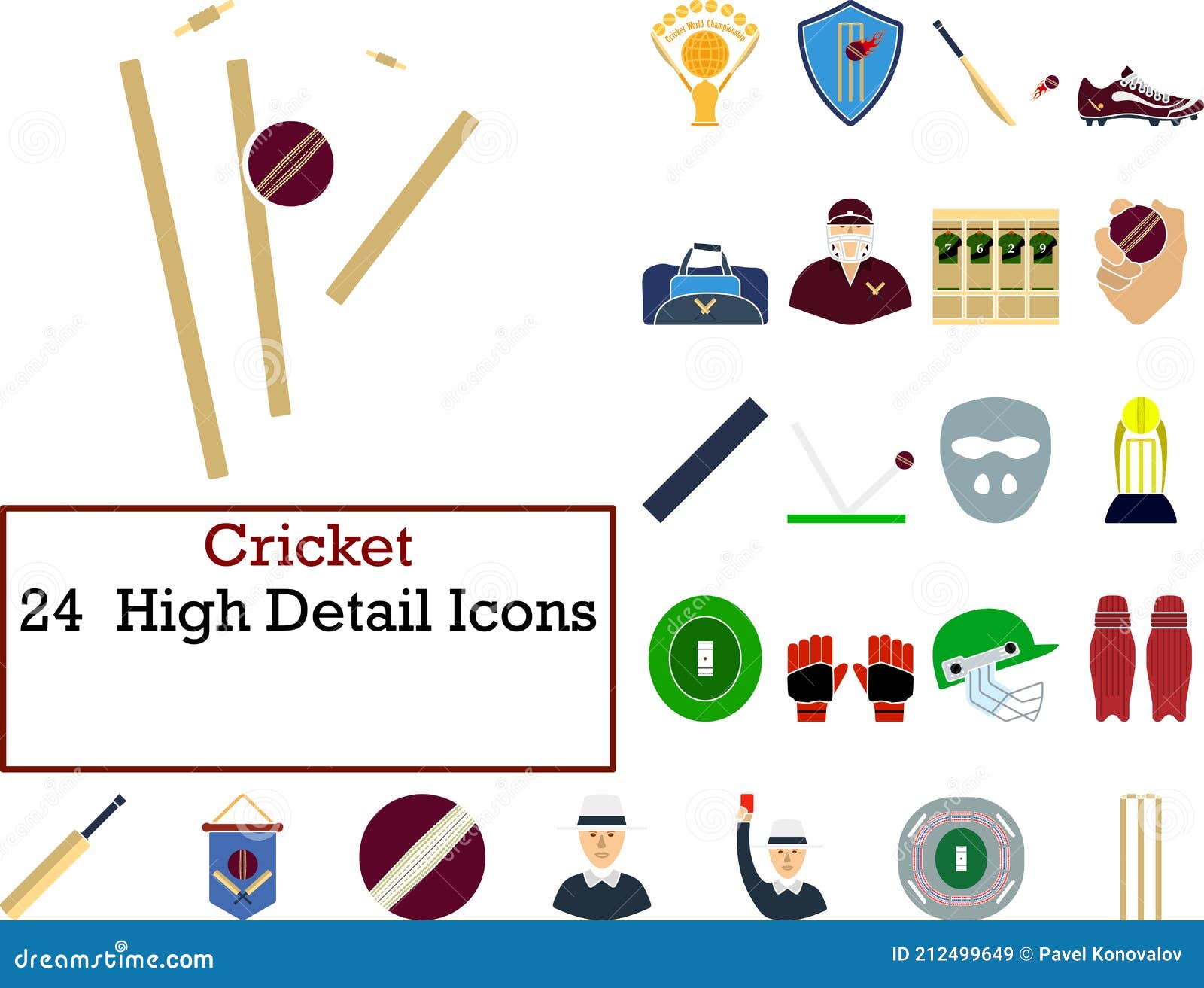 Cricket Icon Set stock vector. Illustration of icon - 212499649