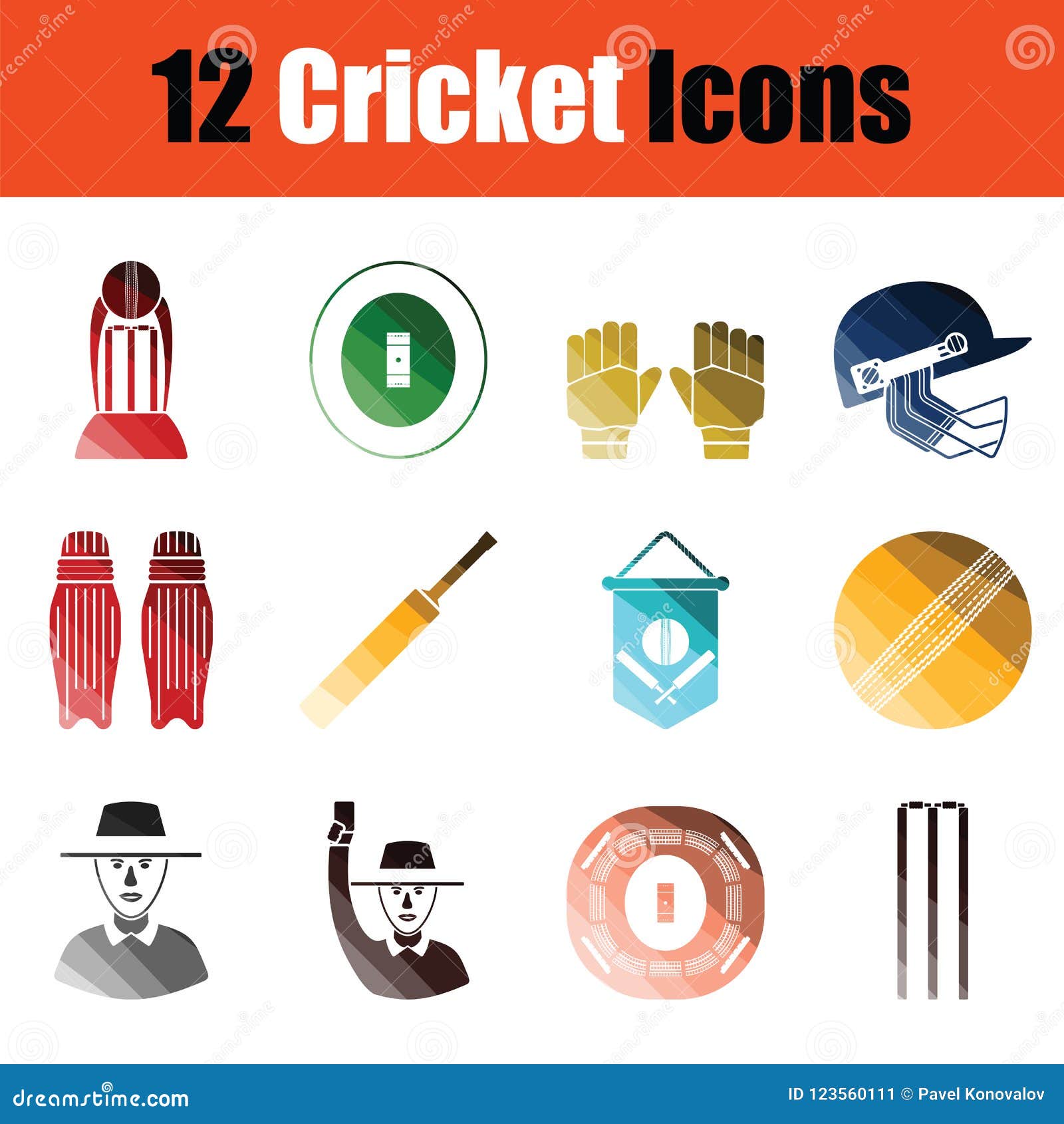 Cricket icon set stock vector. Illustration of pitch - 123560111