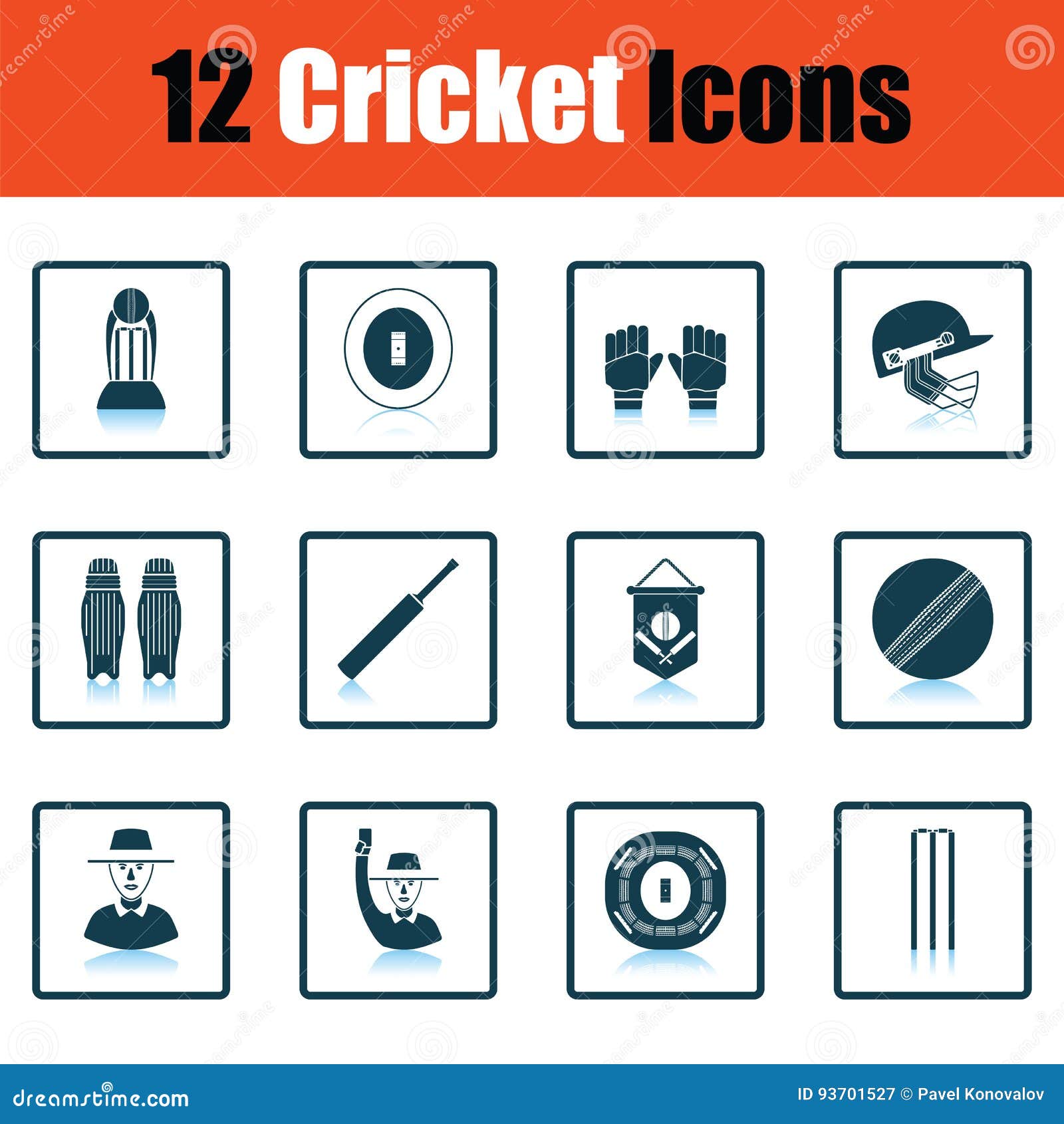 Cricket icon set stock vector. Illustration of shadow - 93701527