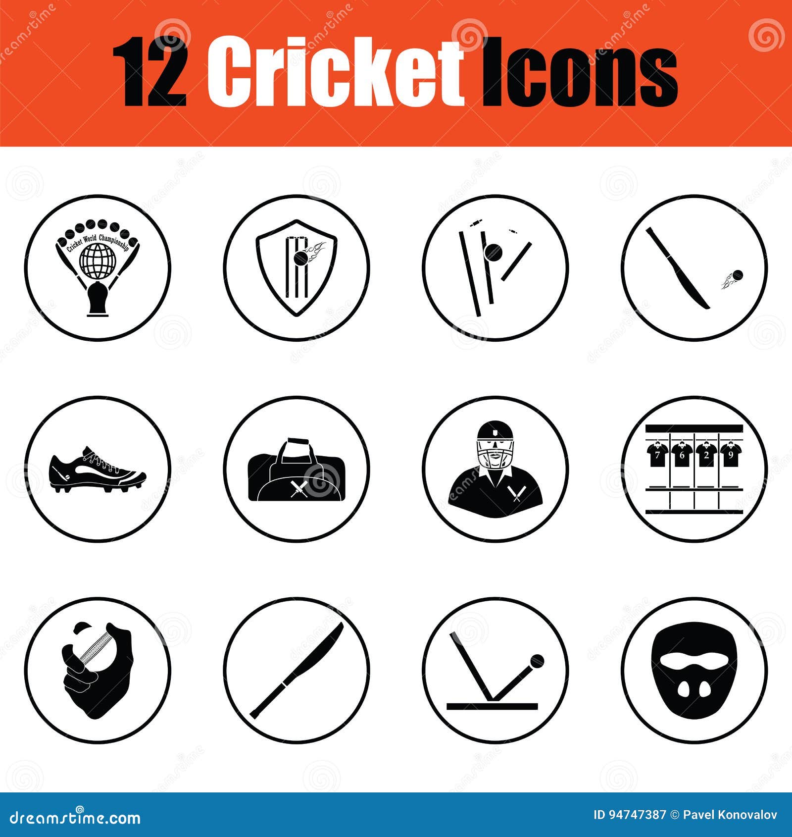 Cricket icon set stock vector. Illustration of game, icon - 94747387