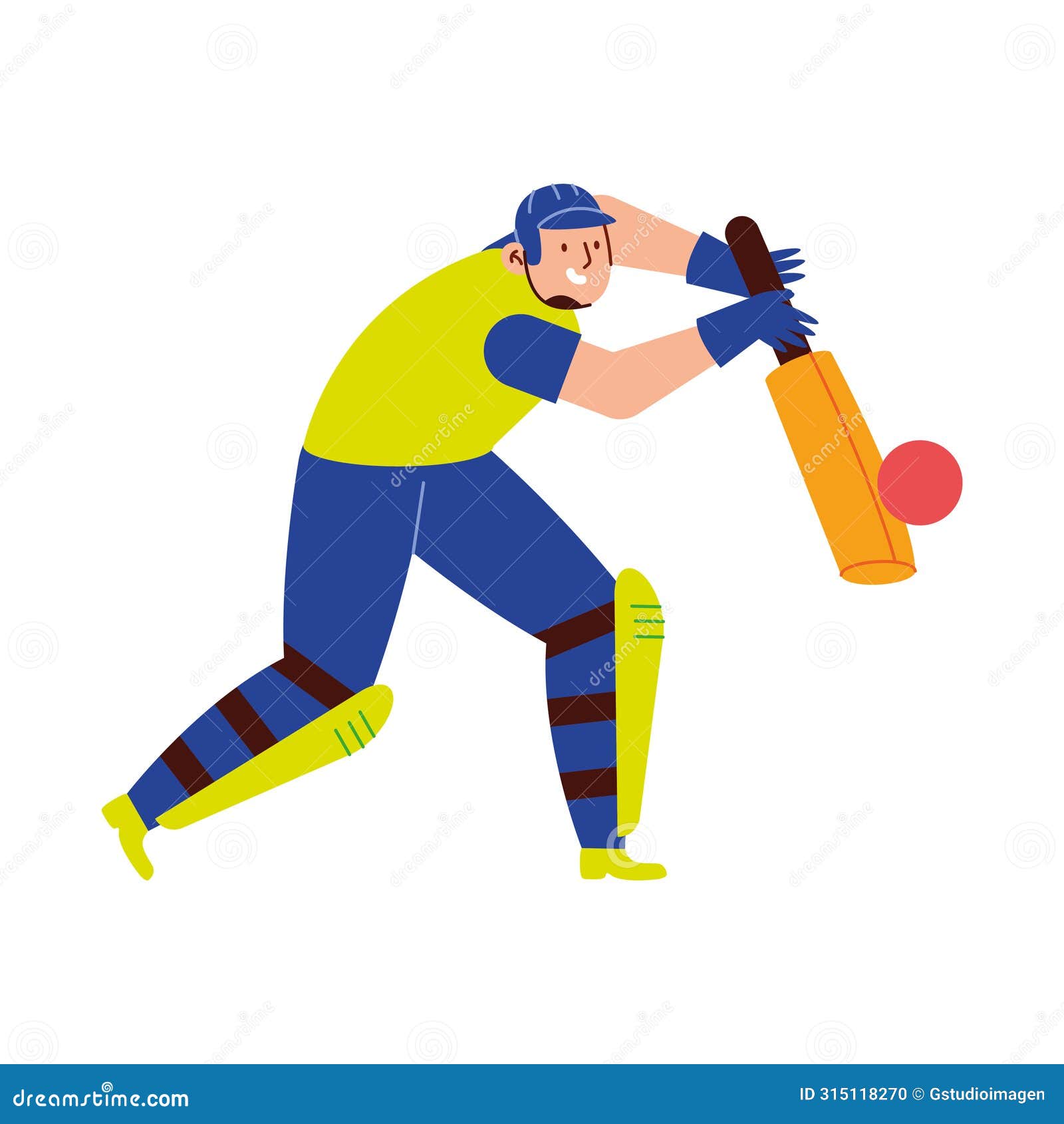 Cricket man character stock illustration. Illustration of match - 315118270