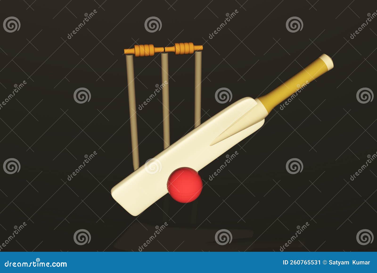 Cricket Match Items 3D stock illustration. Illustration of pose - 260765531